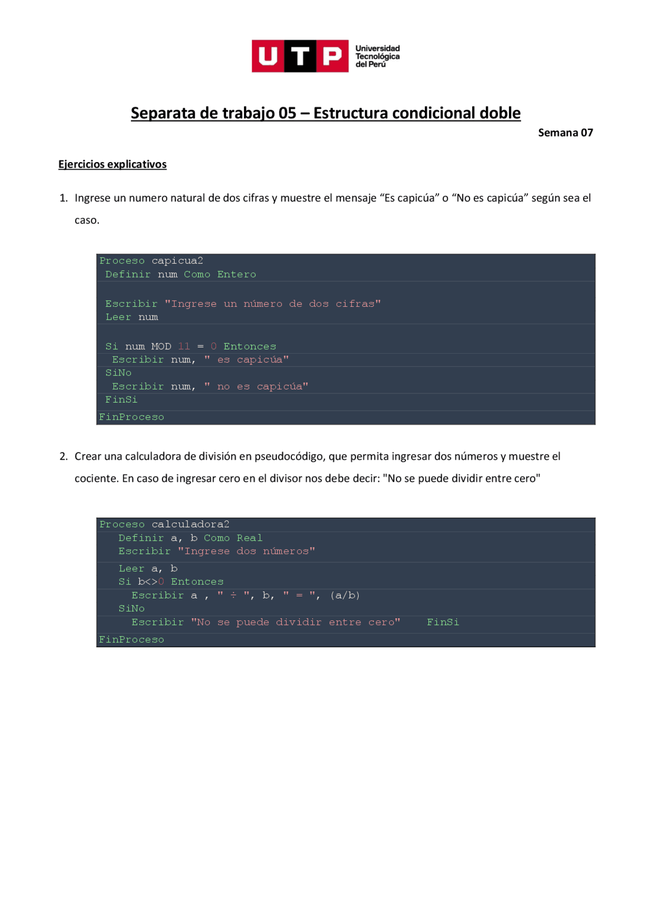 Algoritmo Problemas De Desarrollo Docsity
