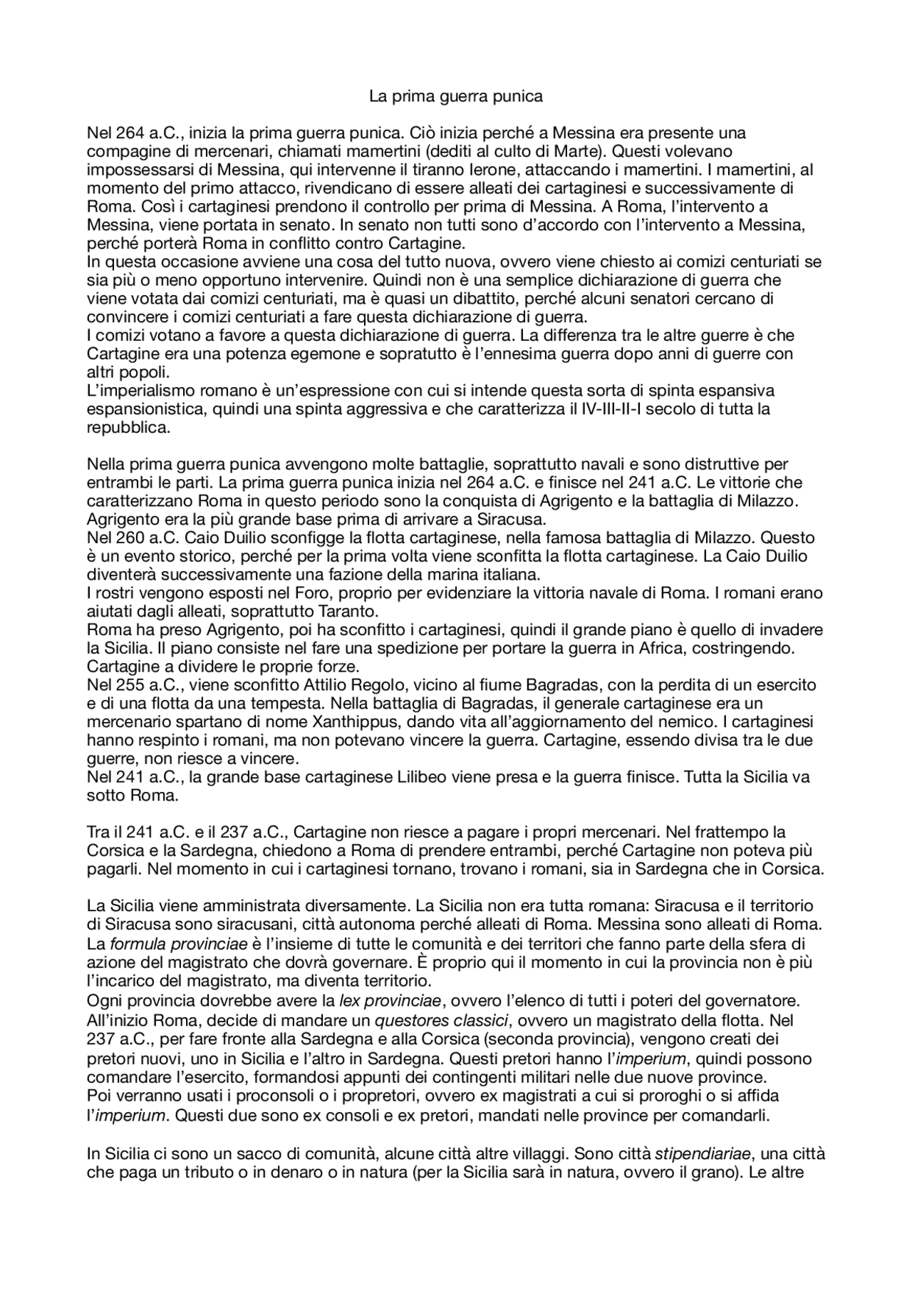 Le Guerre Puniche E Le Conseguenze Docsity