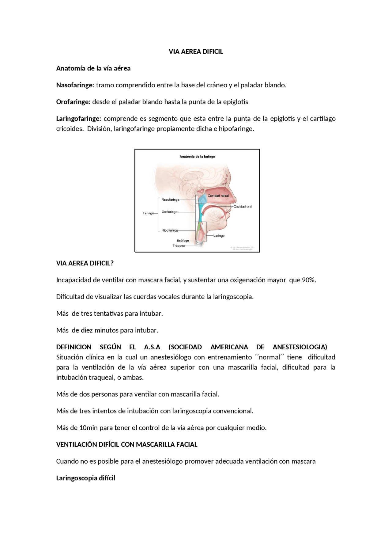 Vía Aérea Difícil Anestesiologia Apuntes De Anestesiología Docsity