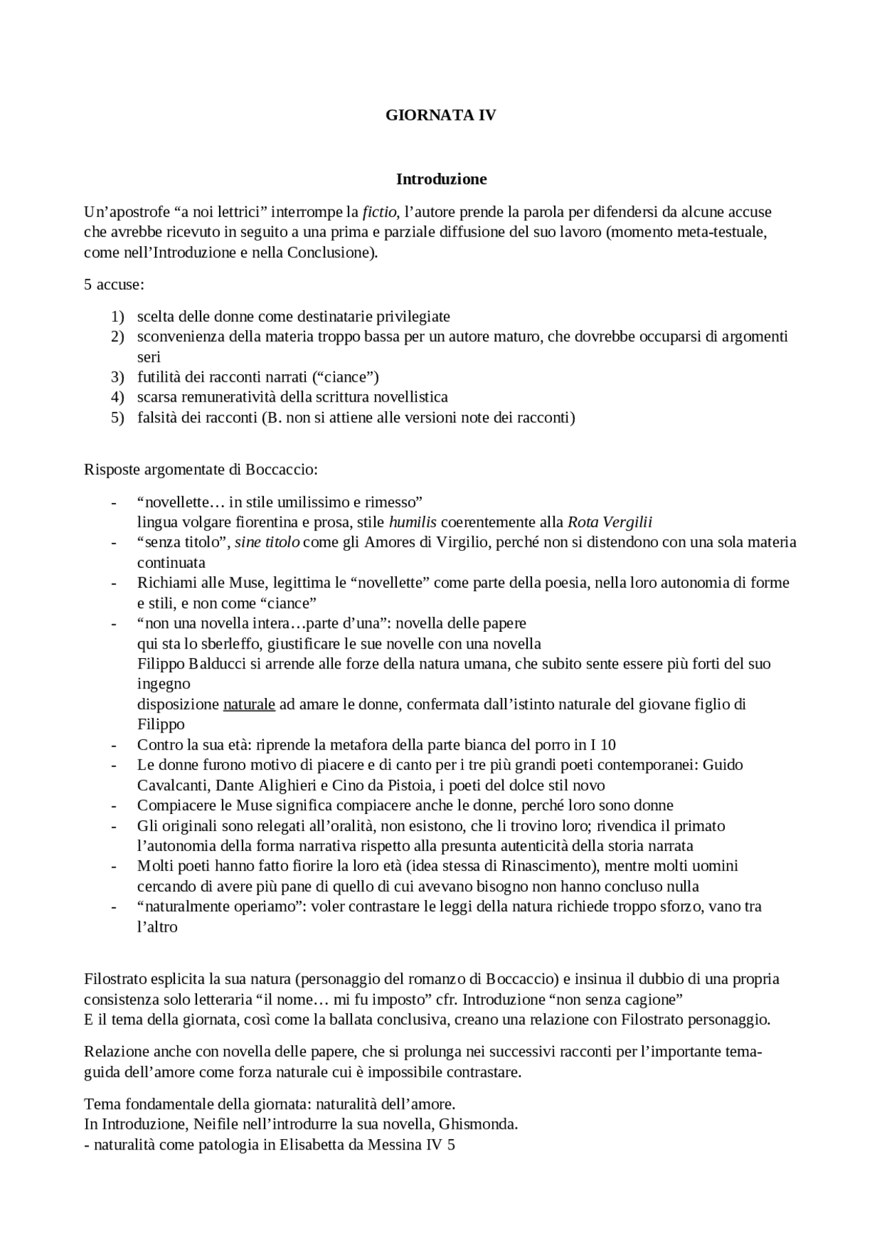 Giornata 4 Del Decameron Riassunto E Temi Delle Novelle Docsity