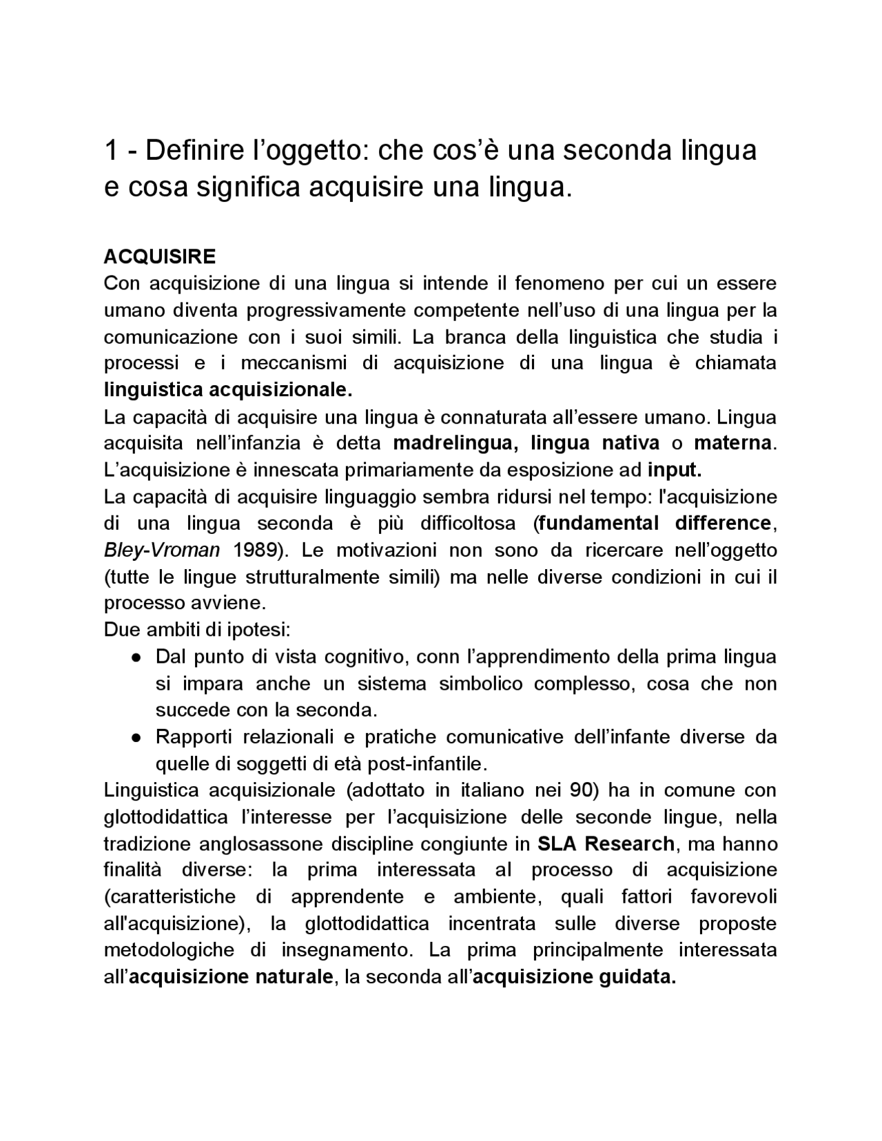 Verso Una Nuova Lingua Capire Lacquisizione Di L2 Docsity