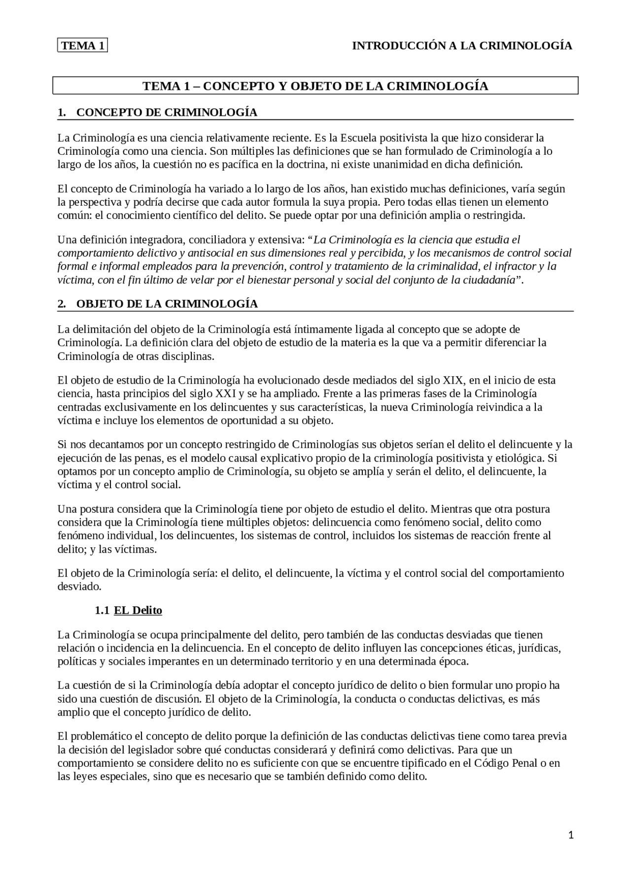 Tema 1 Apuntes Crimonología Uned Docsity