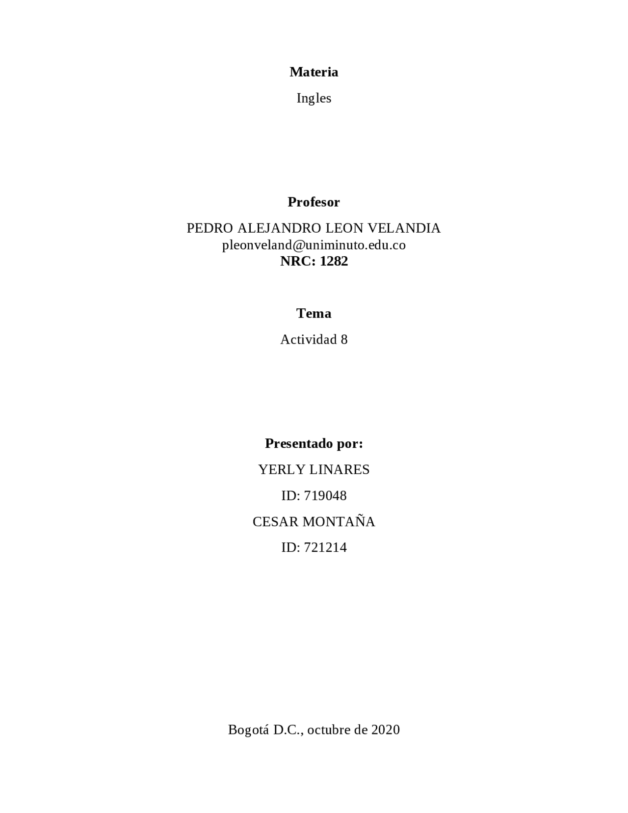 Actividad 2 Ingles Uniminuto Apuntes De Inglés Técnico Docsity