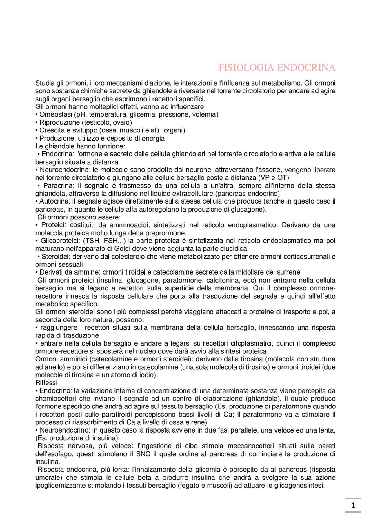 Fisiologia Endocrina Docsity