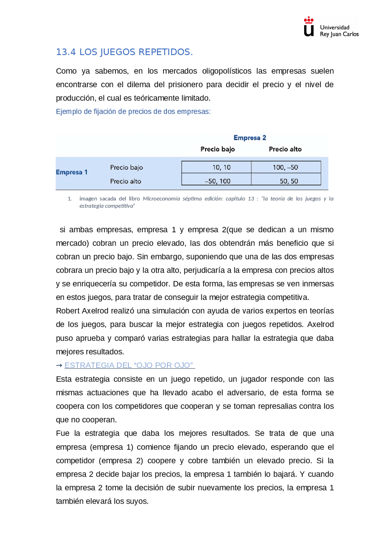 Microeconomía Teoría De Juegos Docsity