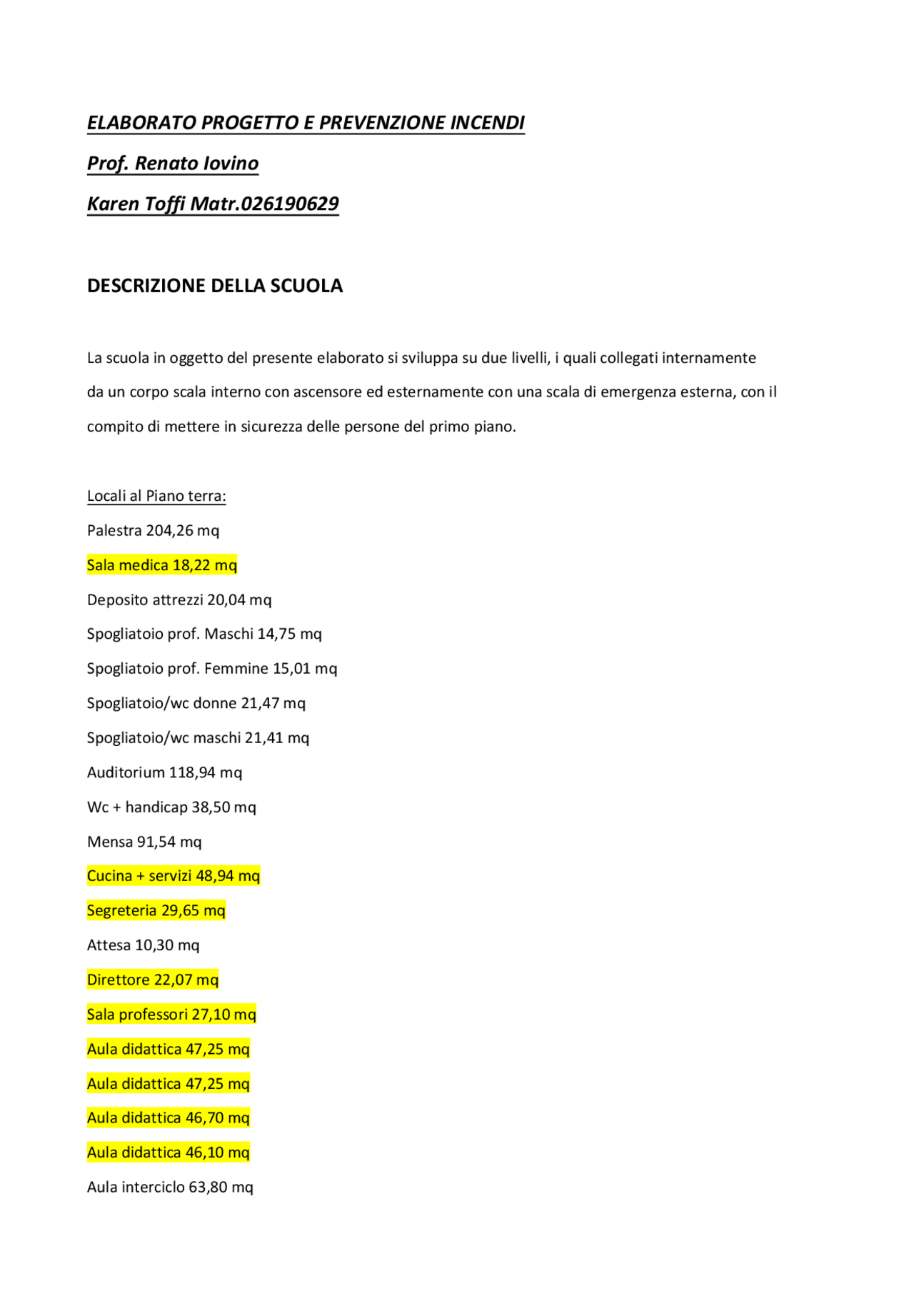 Elaborato Prevenzione Incendi Test Dammissione Di Ingegneria Civile