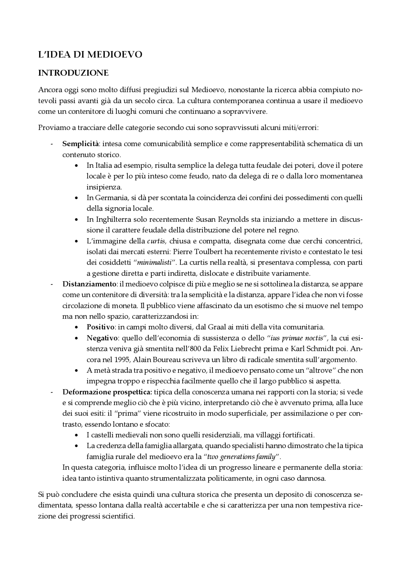 Riassunto Lidea Di Medioevo Sergi Capitoli I Vii Docsity