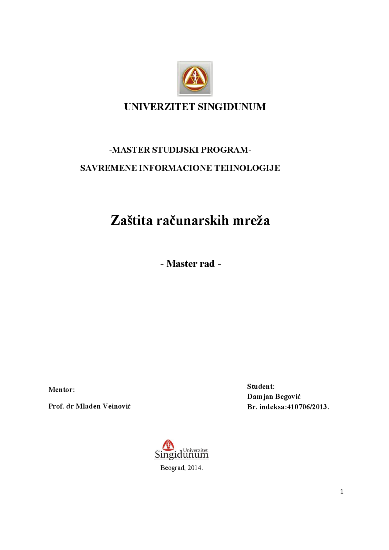 MR - Zaštita računarskih mreža | Završni radovi' predlog Informatika | Docsity