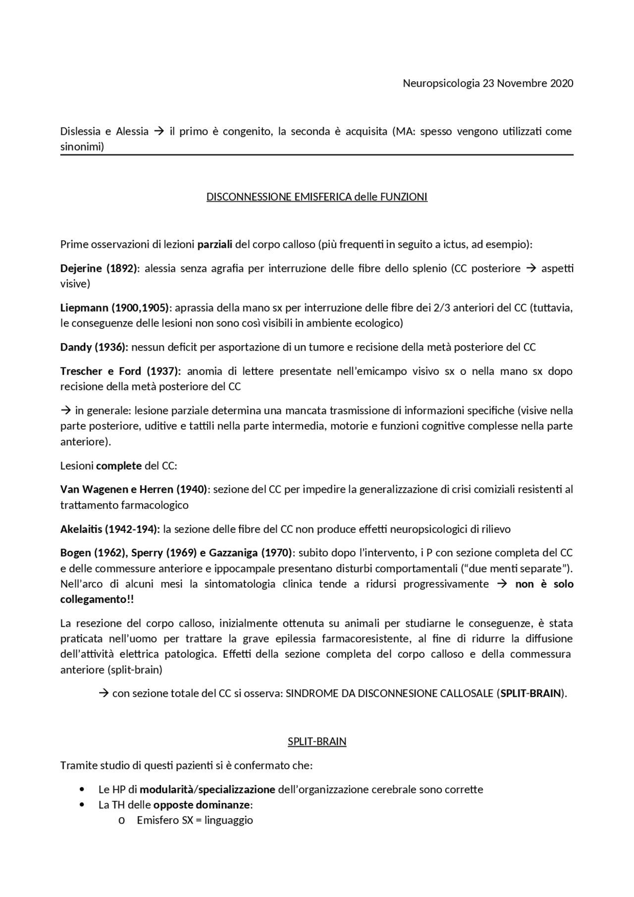 Split Brain Emozioni E Demenze Docsity