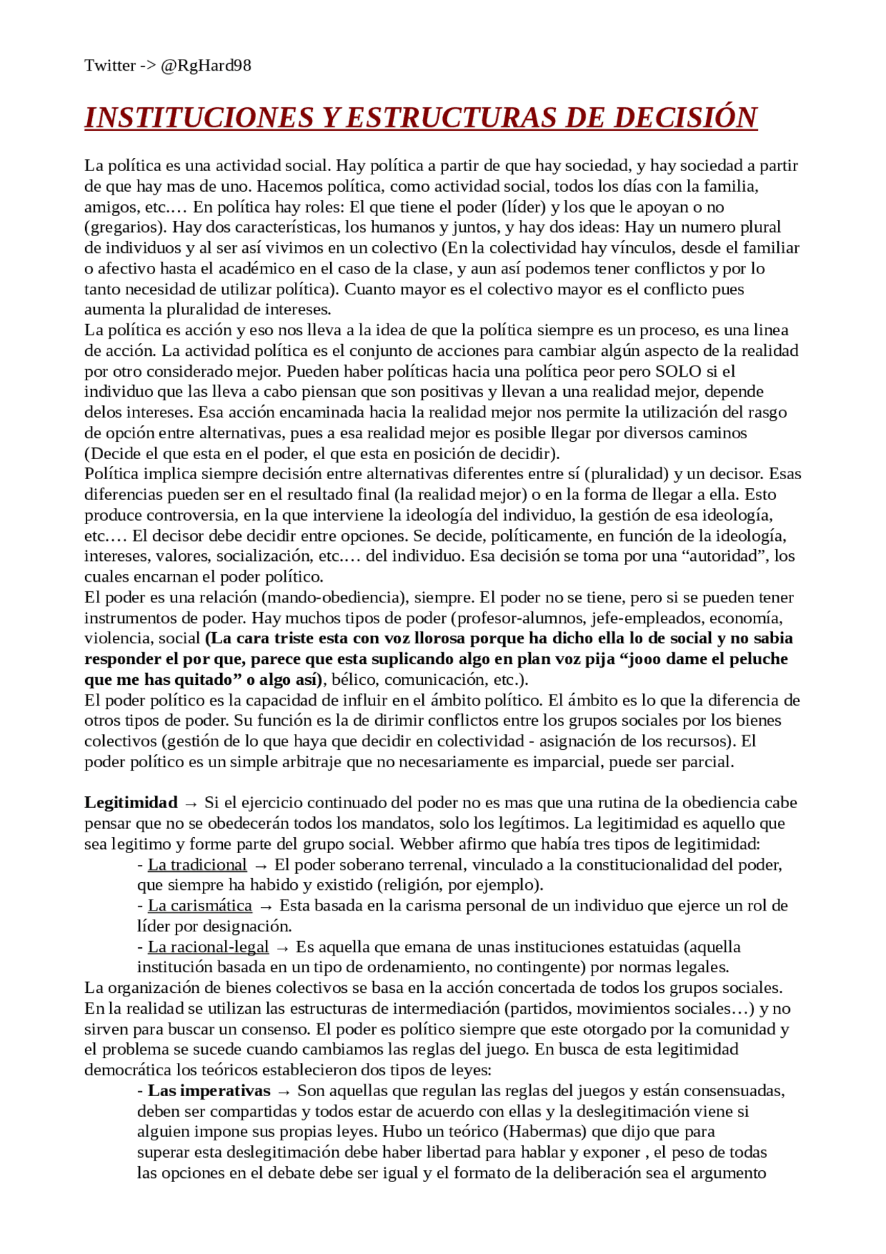 Temario Instituciones y estructuras de decisión - Docsity