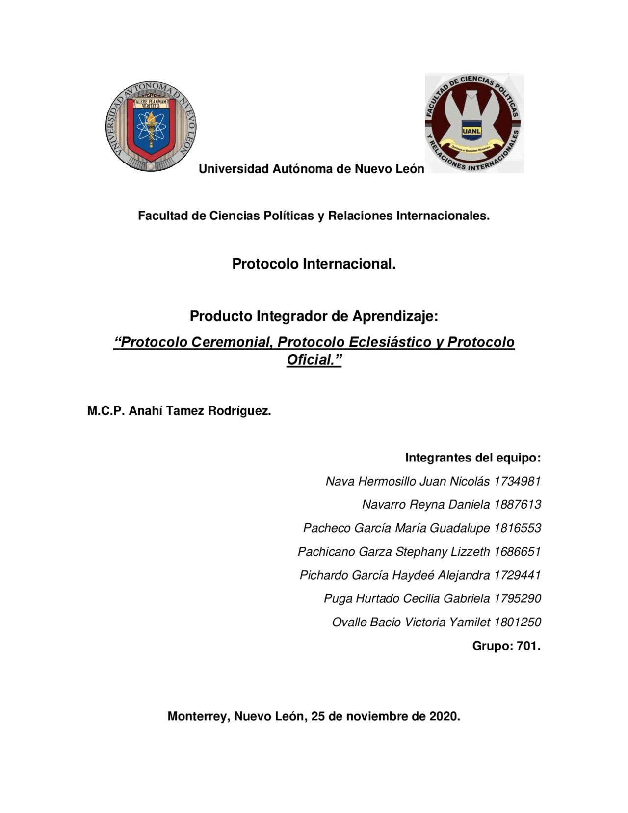 Protocolo Internacional - Docsity