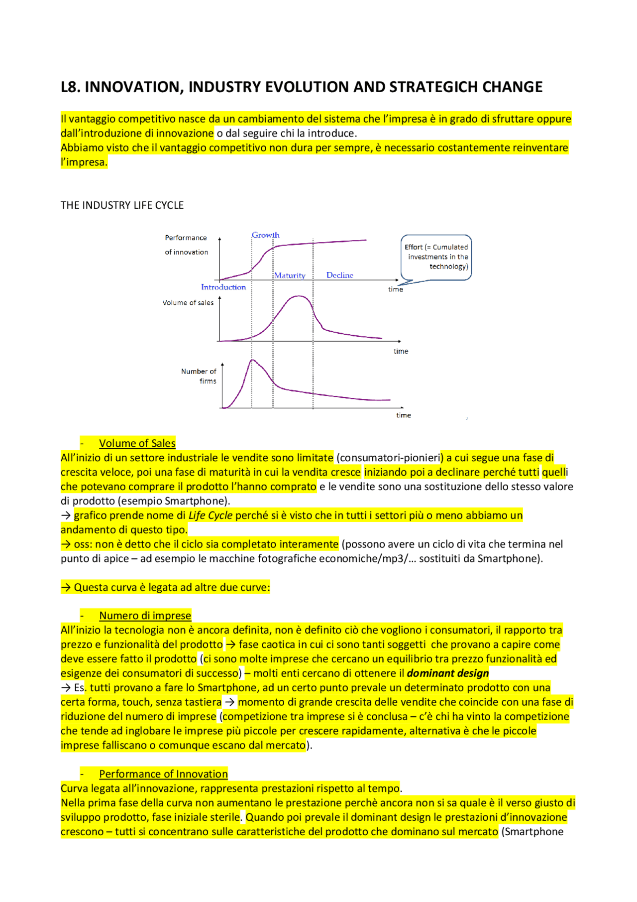 INNOVATION, INDUSTRY EVOLUTION AND STRATEGIC CHANGE - Docsity