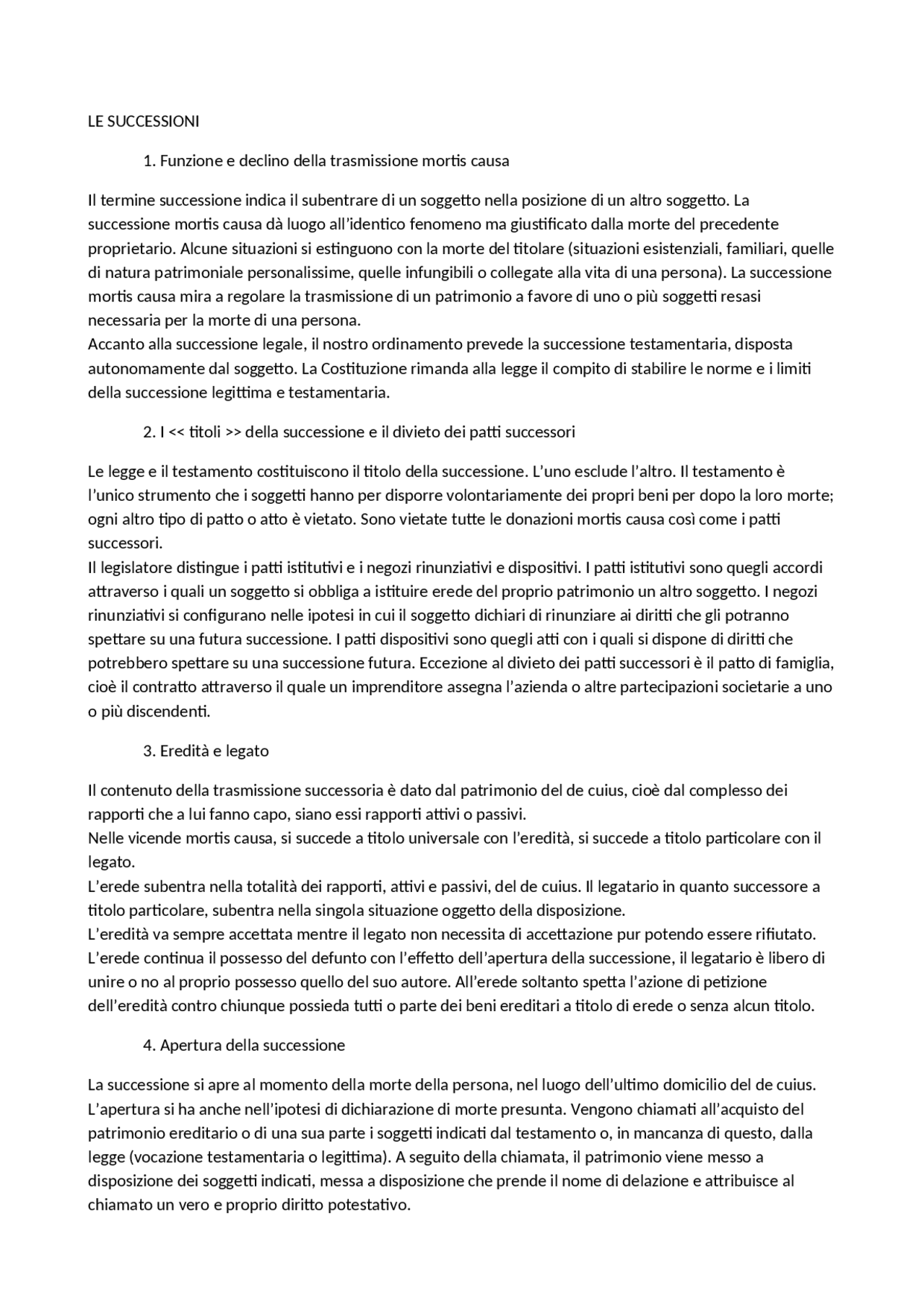 Le Successioni Diritto Privato Docsity