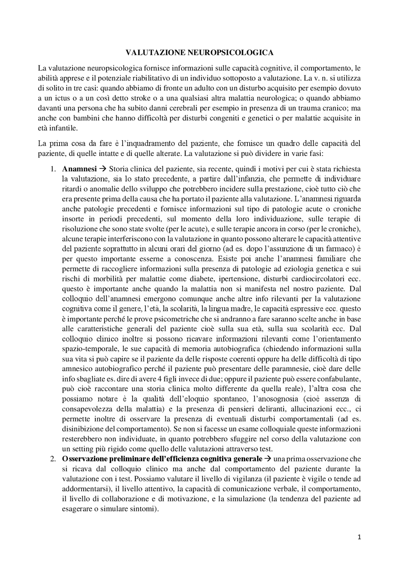 Appunti Neuropsicologia Docsity