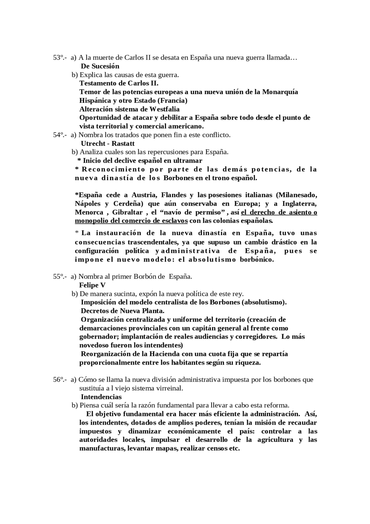 Preguntas sobre historia de España - Docsity