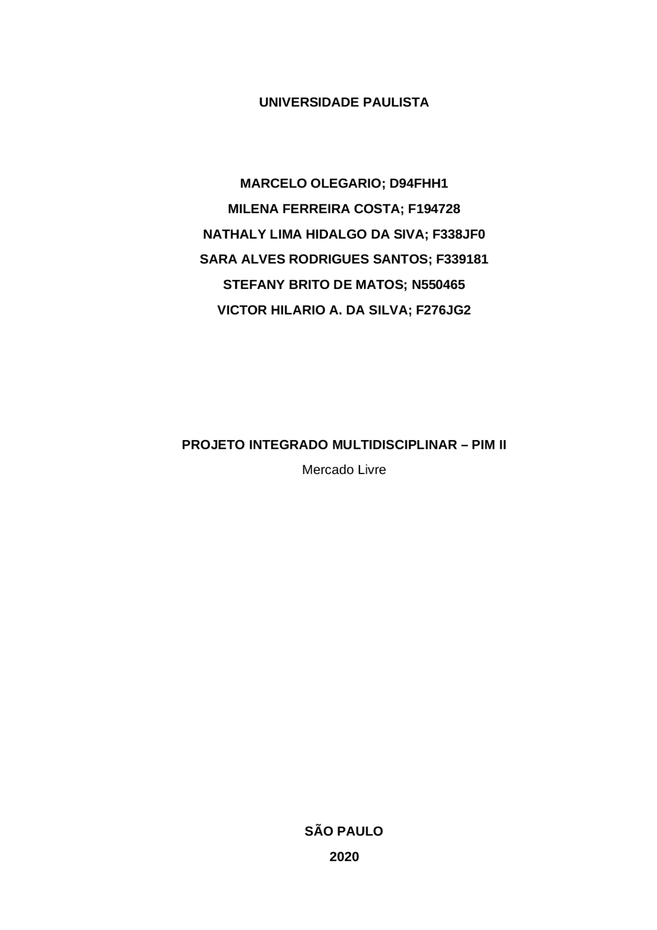 Projeto Integrado Multidisciplinar Ii Docsity