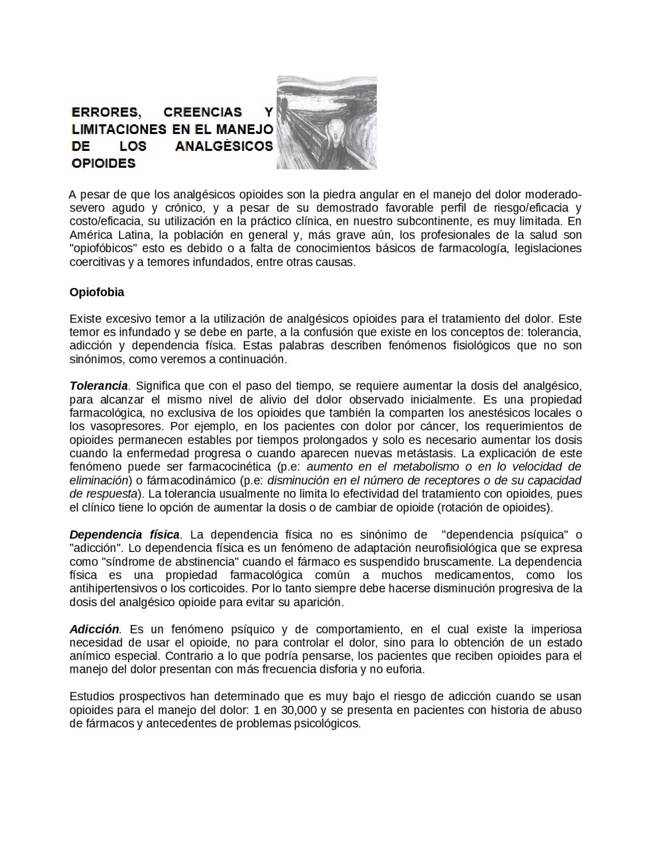 Analgésicos Opioides Y Opiofobia Resúmenes De Anestesiología Docsity