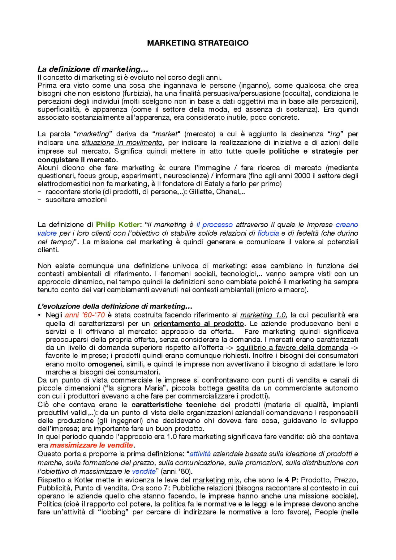 Marketing Strategico Docsity