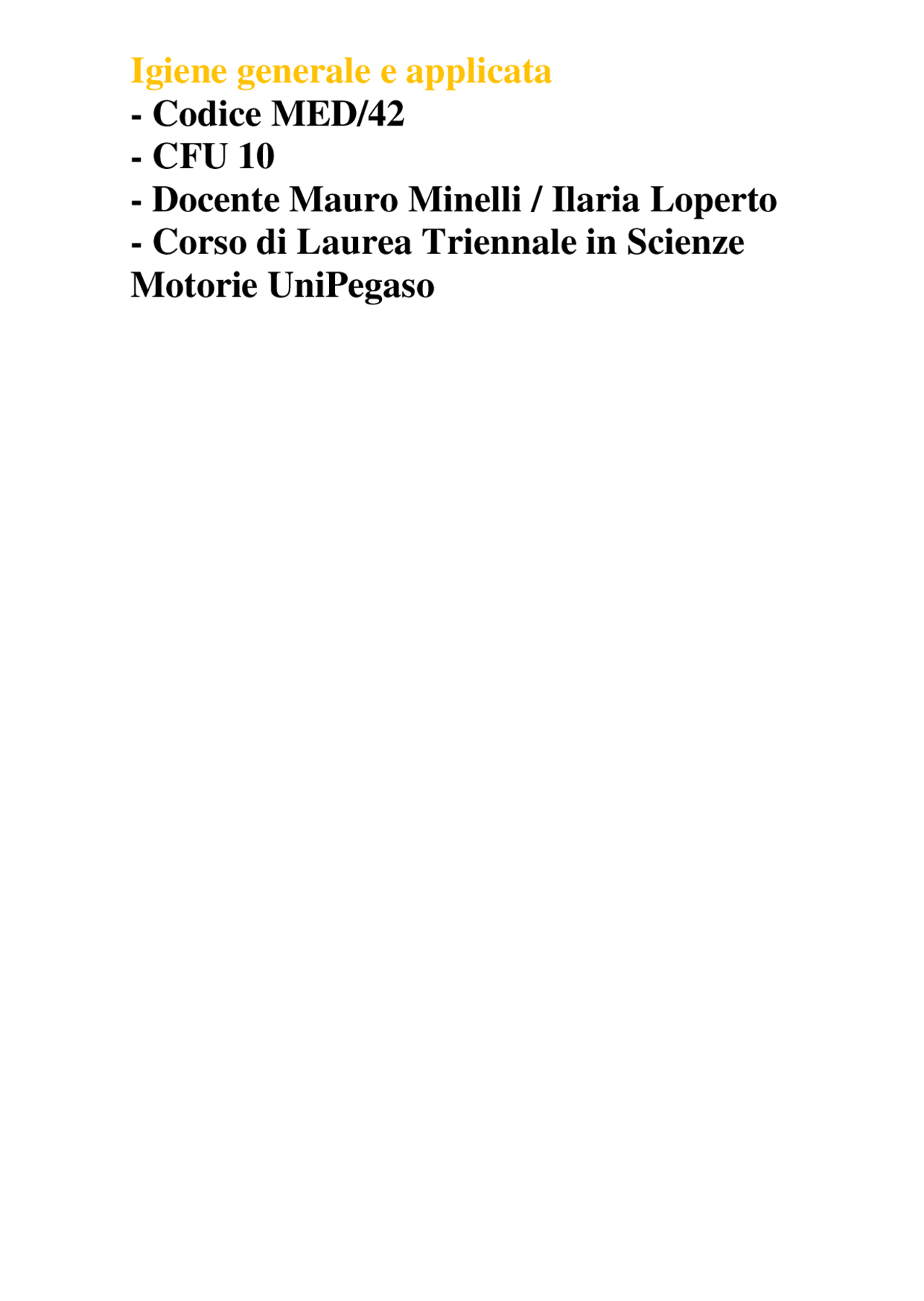 Test Corretto Di Igiene Generale E Applicata Unipegaso Docsity