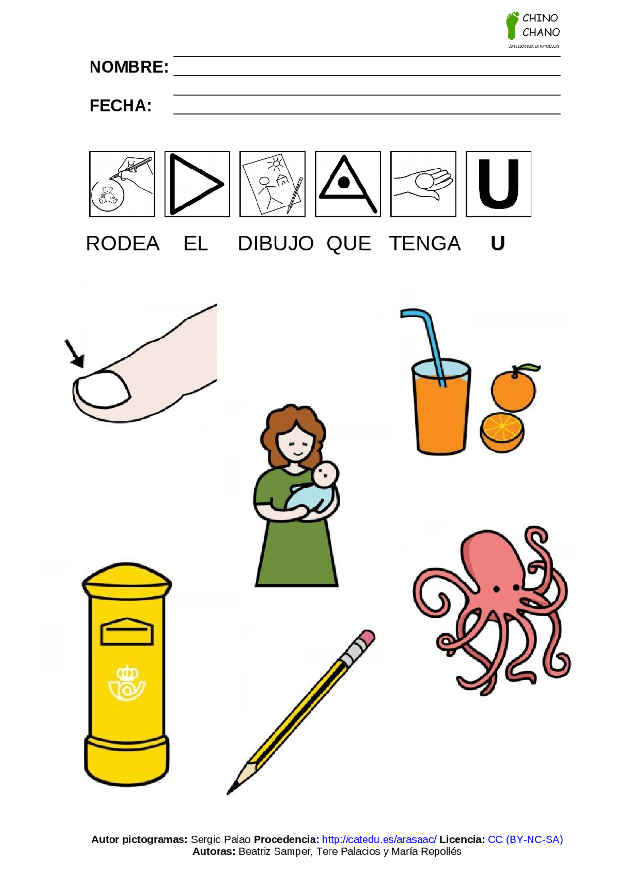 FICHAS U LETRA U LECTO ESCRITURA PARA INFANTIL Y PRIMERO DE PRIMARIA ...