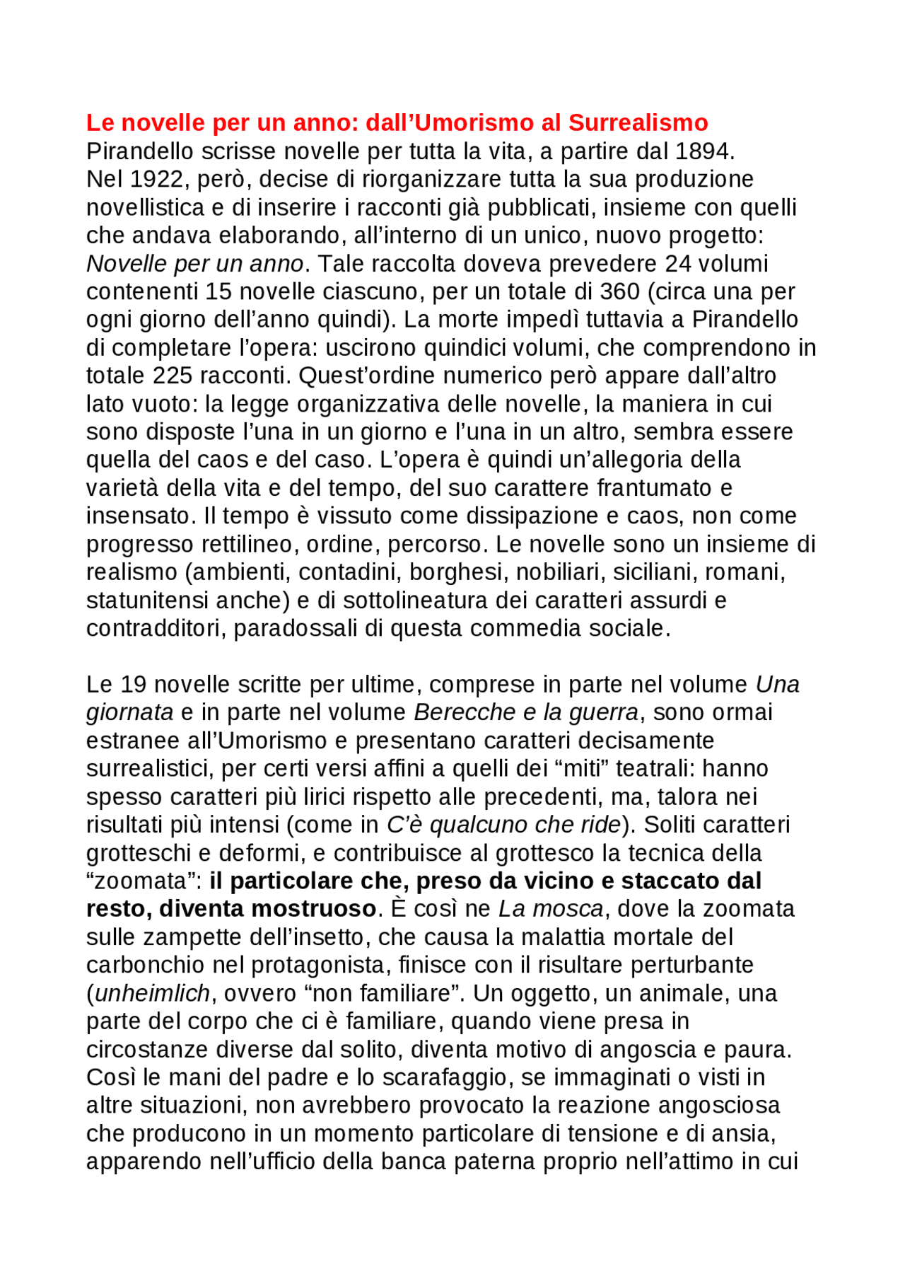Pirandello Novelle Per Un Anno Docsity