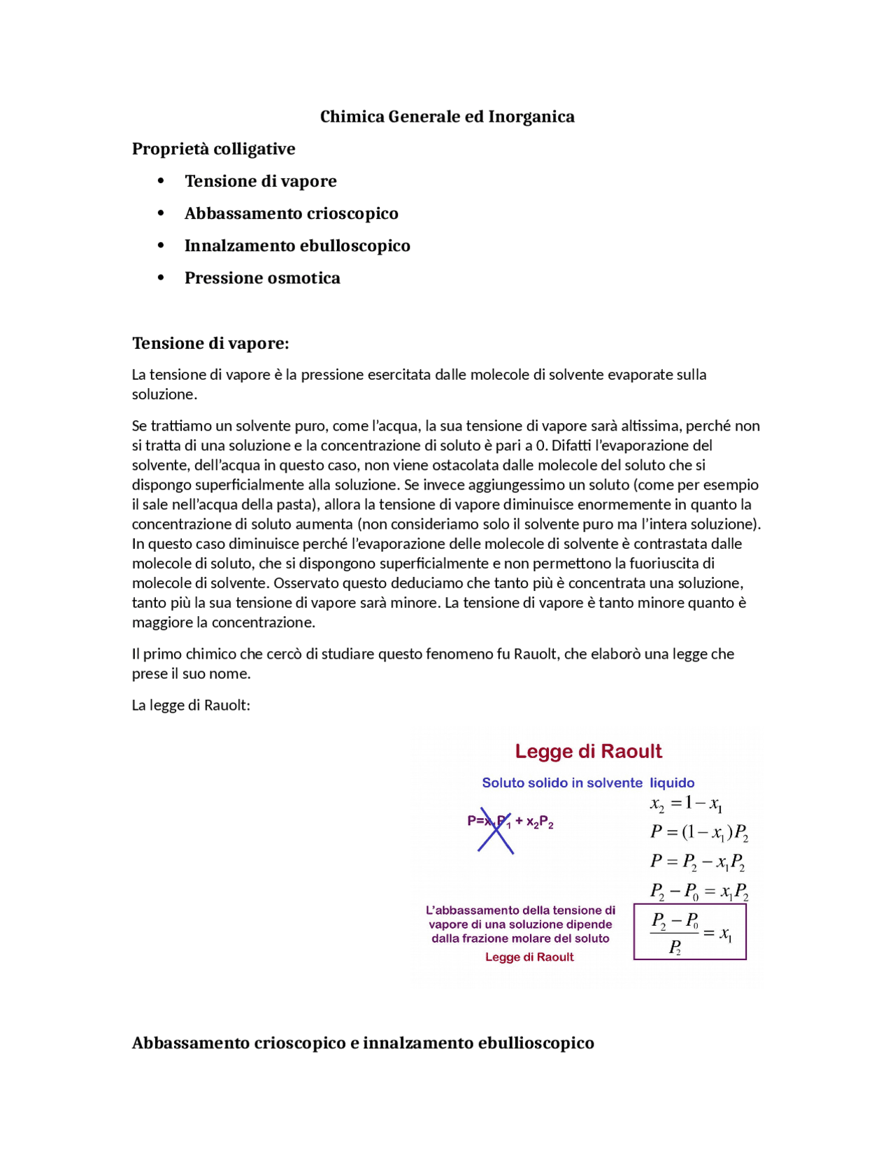 Chimica Inorganica Proprietà Colligative Docsity