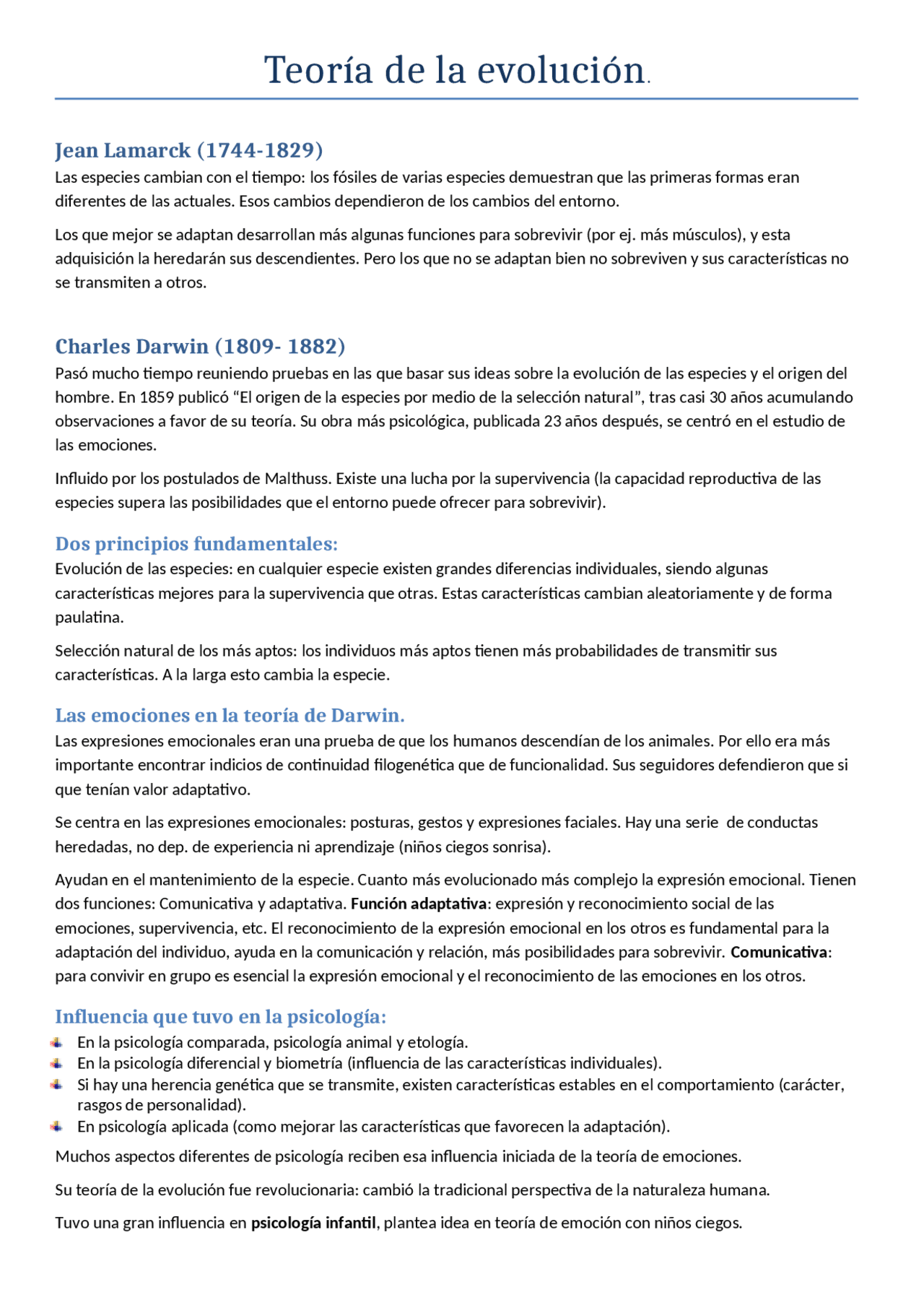 Tema 7 Teorías De La Evolución Apuntes De Historia Docsity