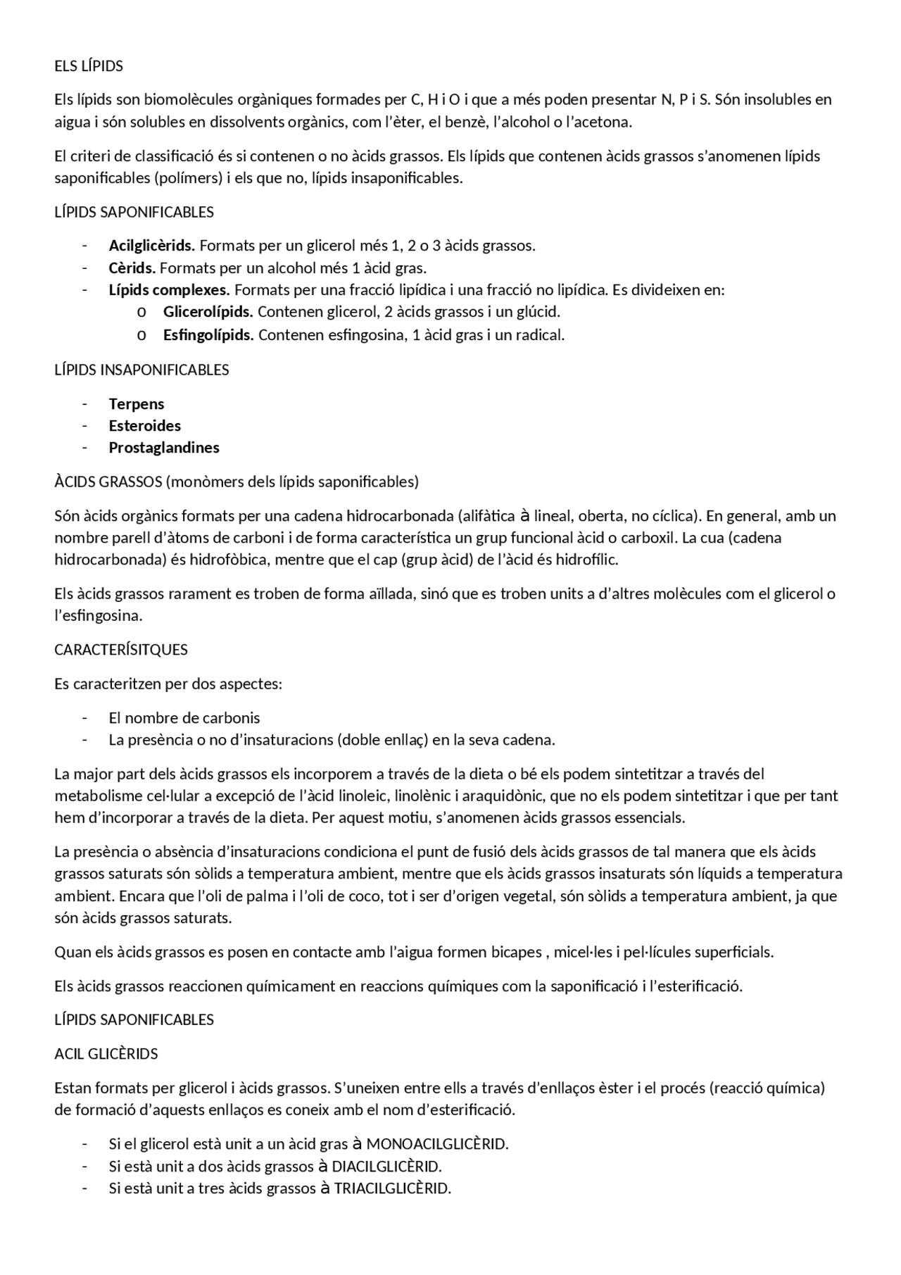 Els Lípids Biomolècules Docsity