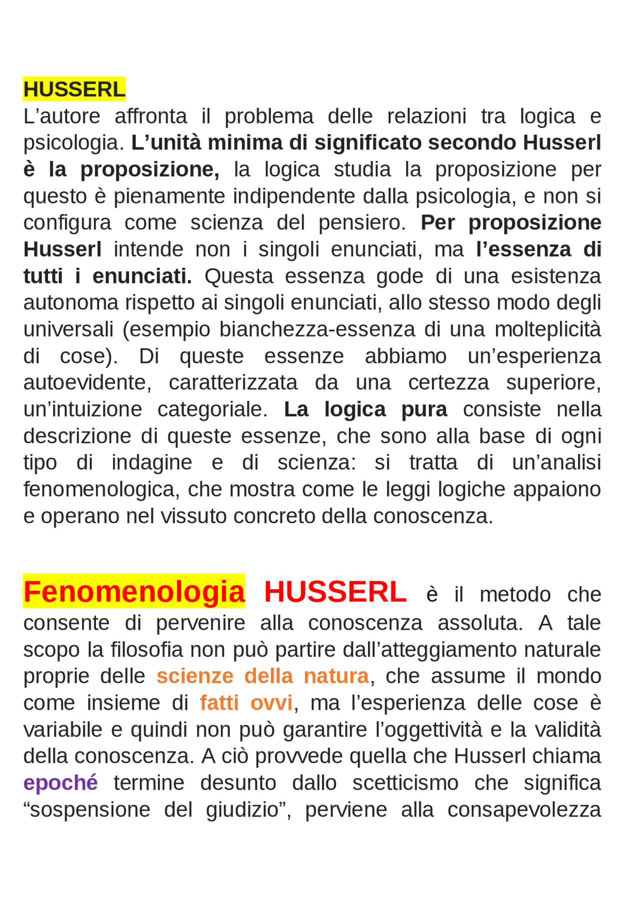 Husserl Scheler E Fenomenologia Docsity