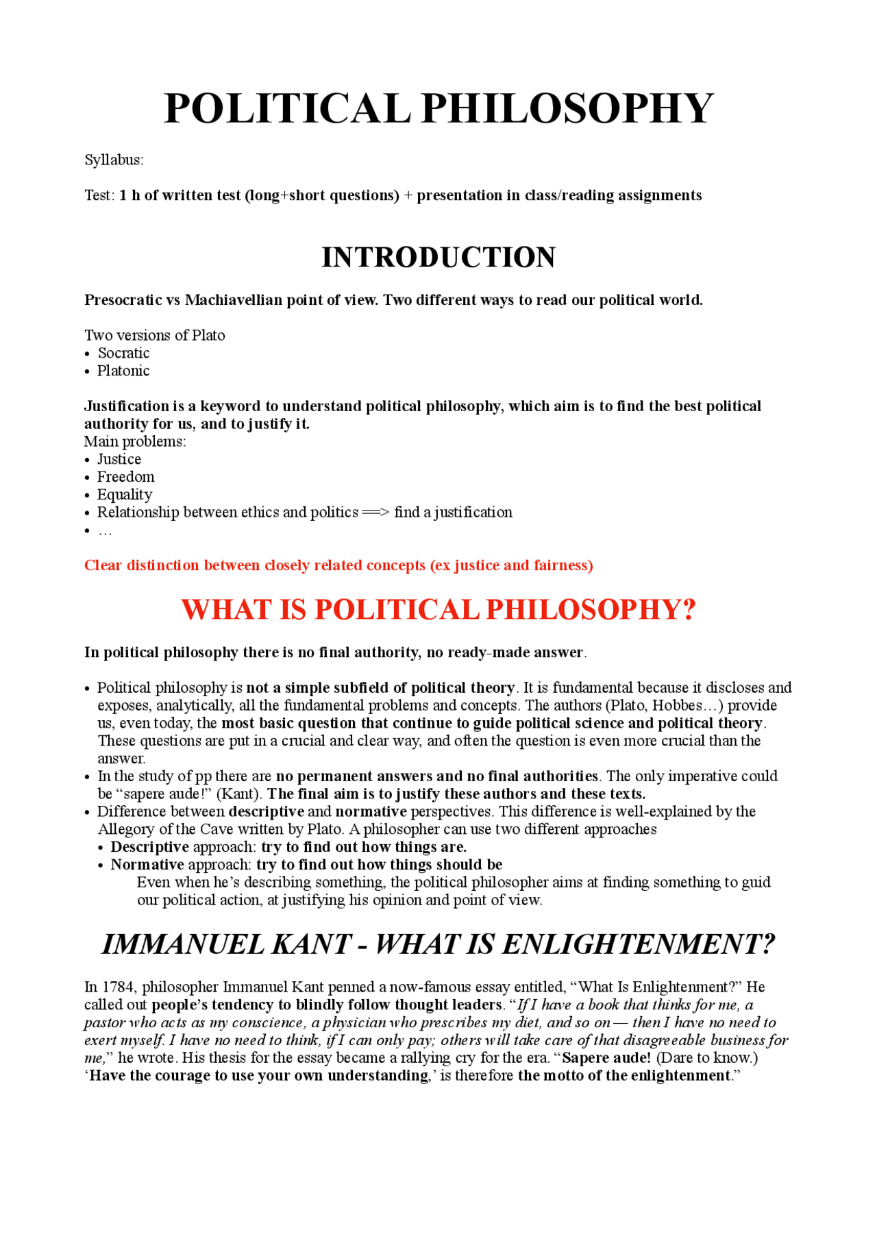 Political Philosophy - Docsity