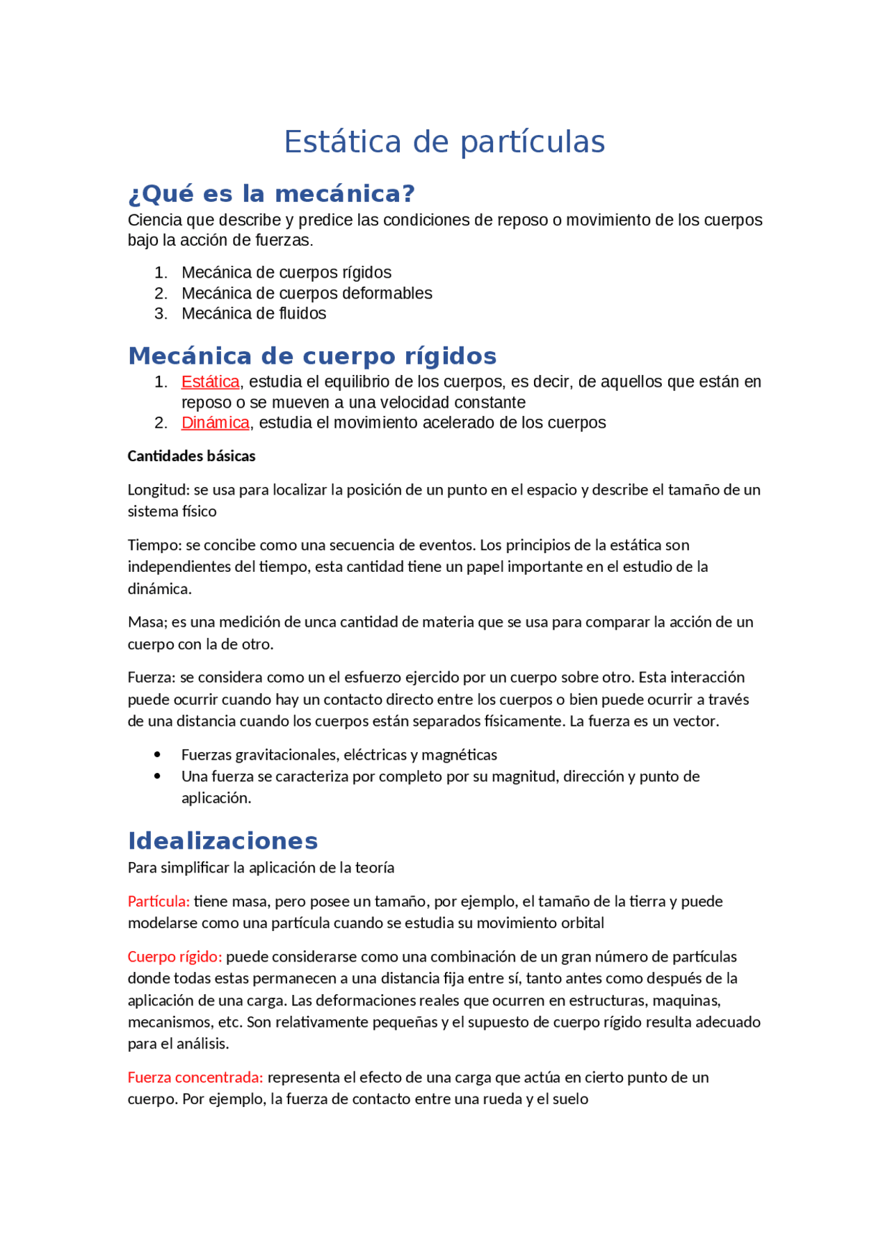 Estatica Y Dinamica Docsity