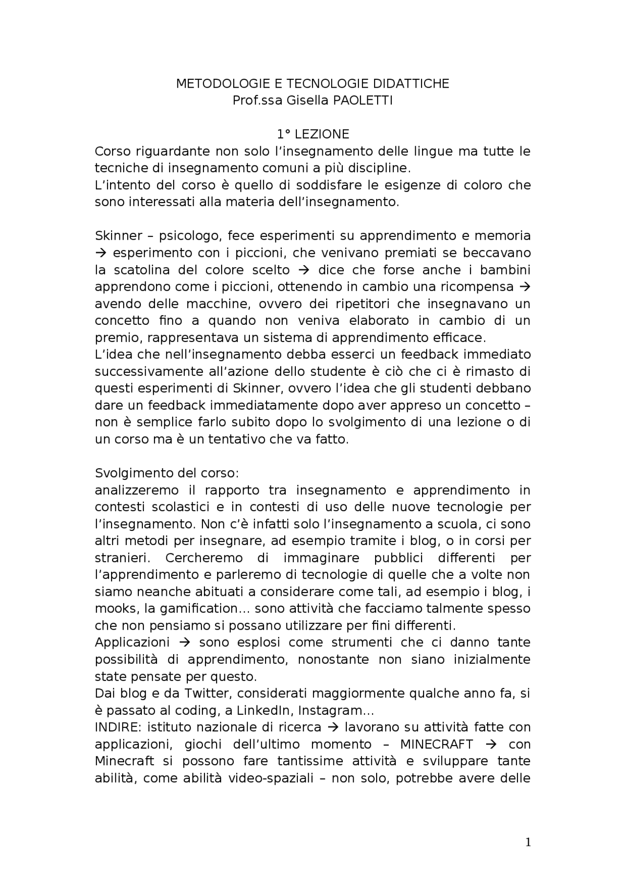 Metodologie E Tecnologie Didattiche Units Docsity