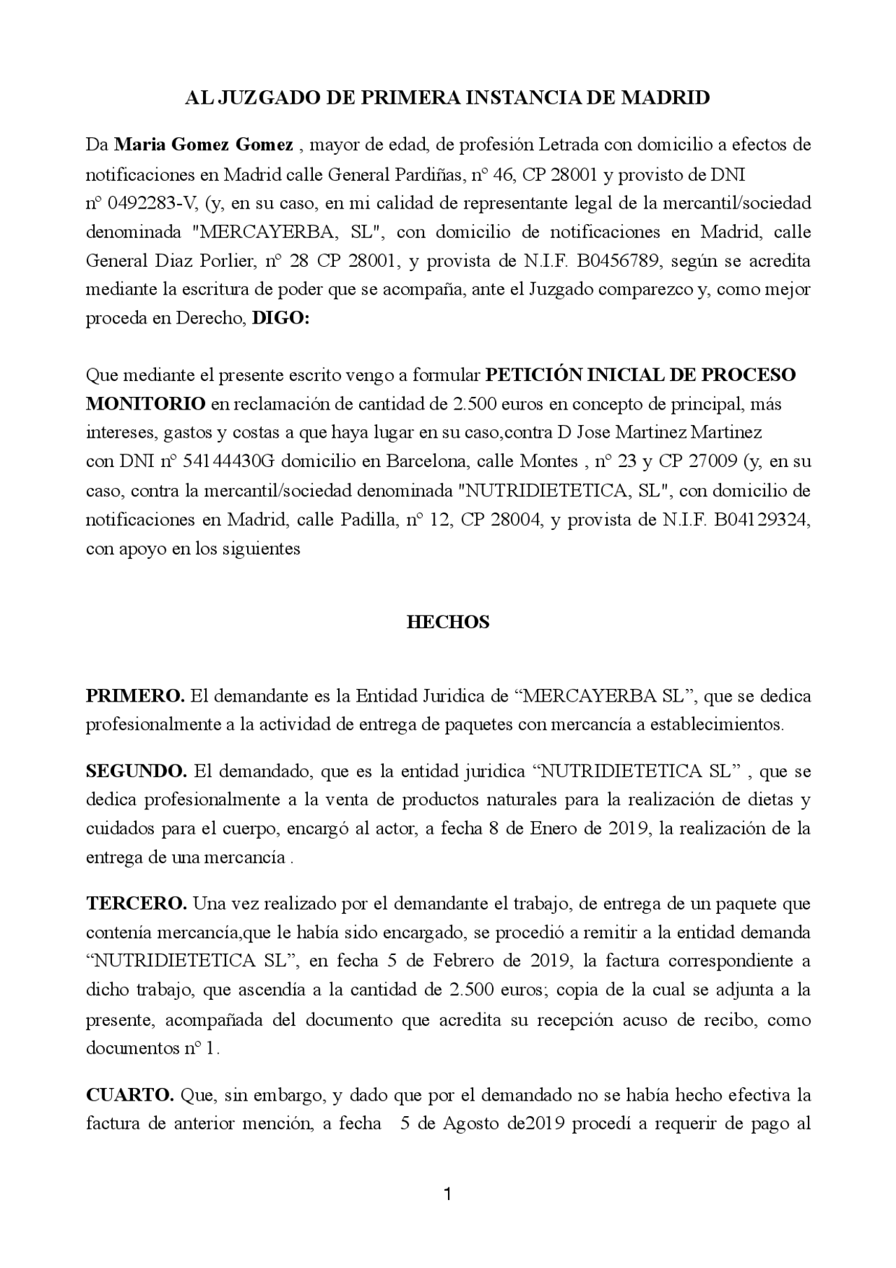 Demanda De Proceso Monitorio Docsity