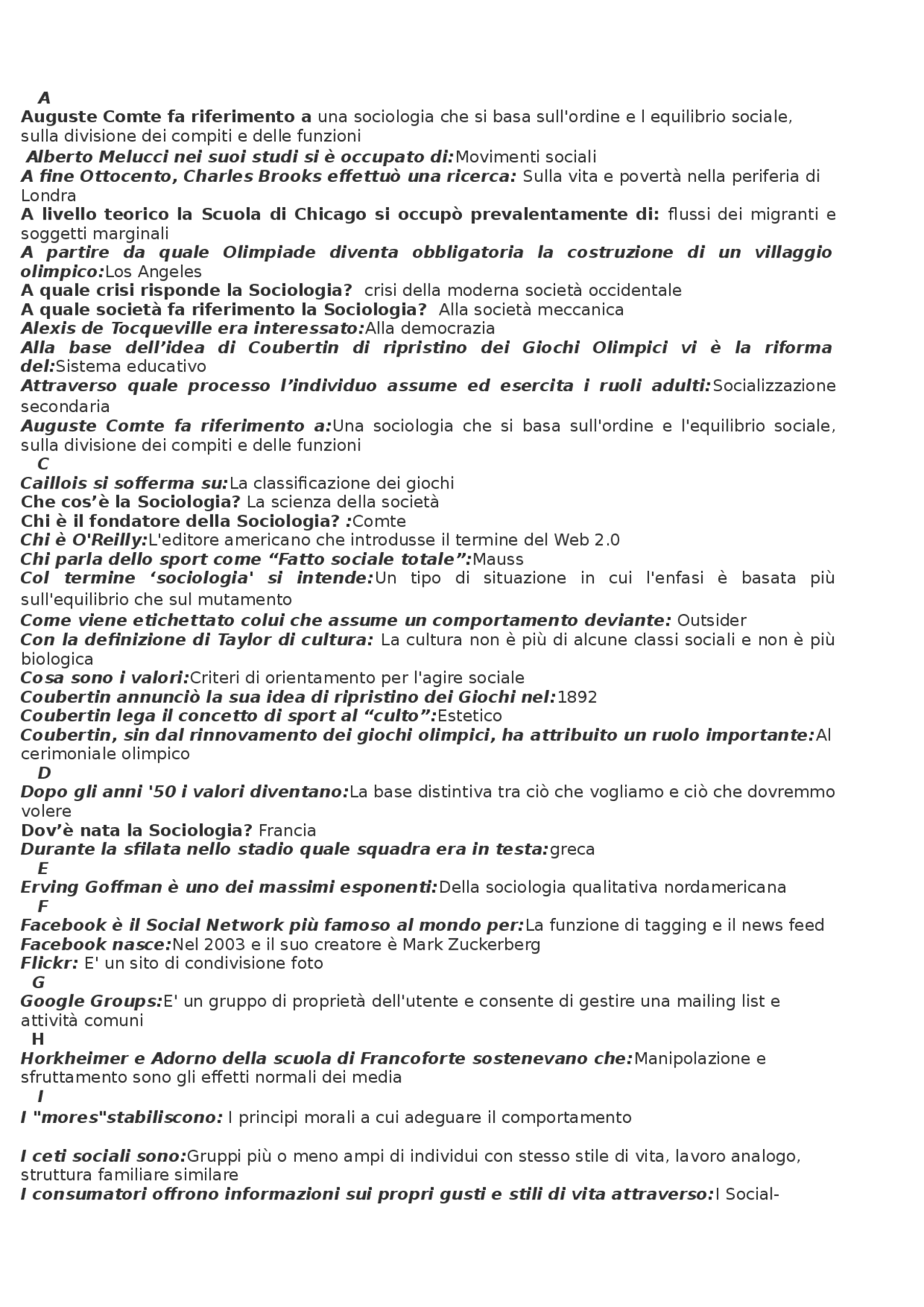 Raccolta Test Sociologia Docsity