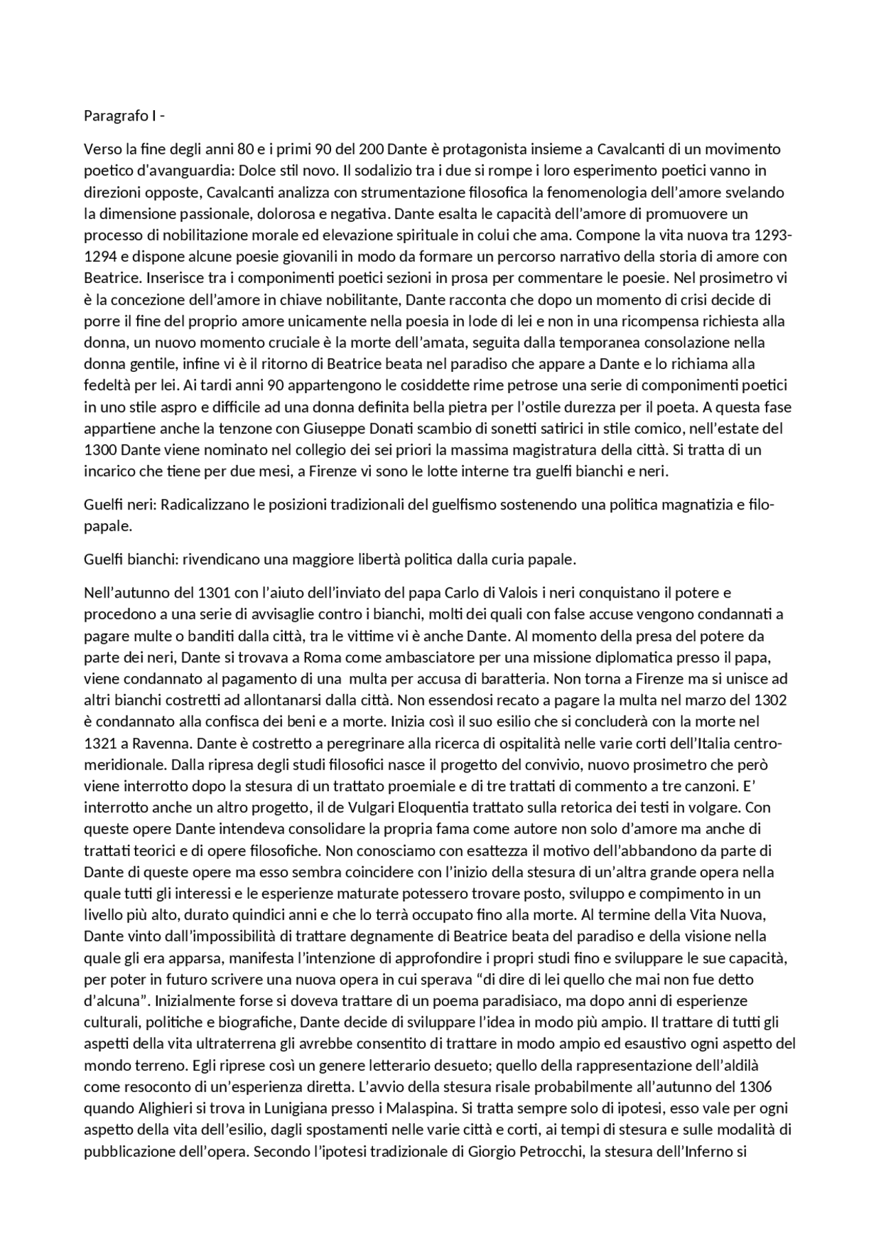 Riassunto G Ledda Leggere La Commedia Docsity