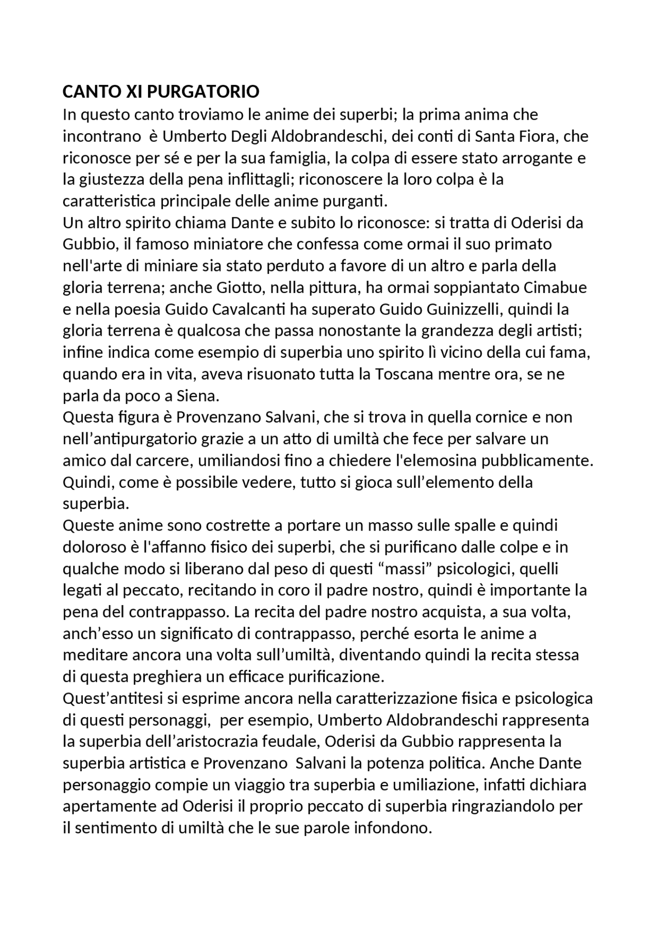Canto Xi Del Purgatorio Docsity