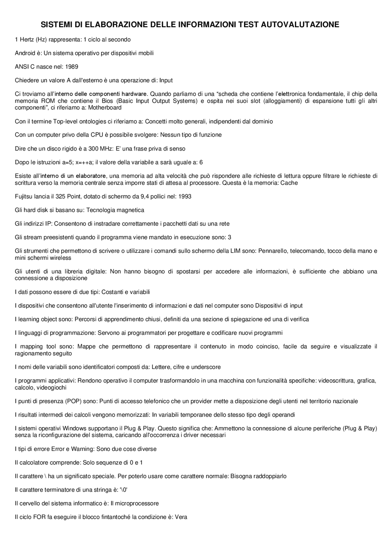 Sistemi Di Elaborazione Delle Informazioni Ingegneria Civile Pegaso
