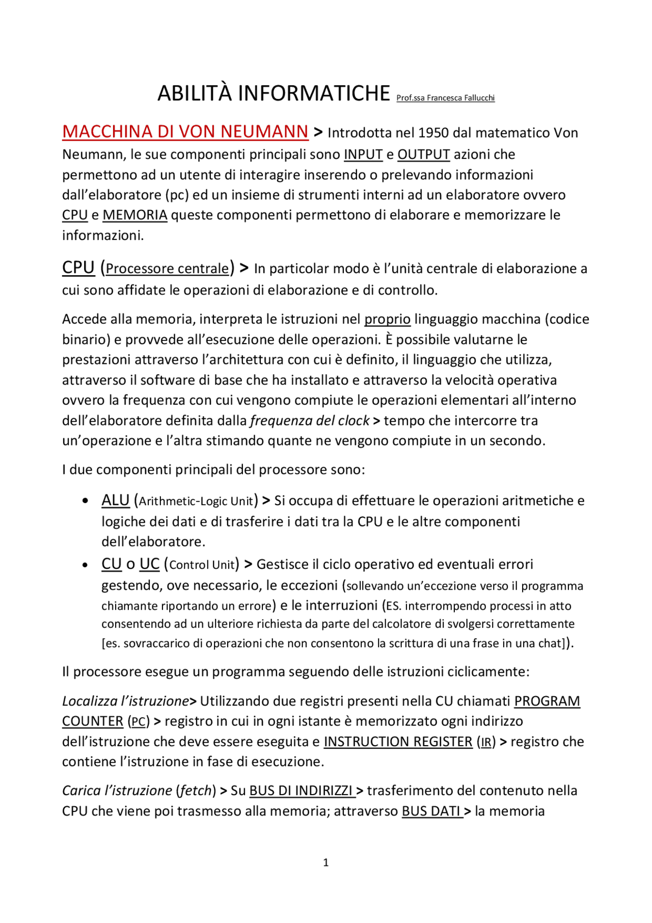 Informatica fondamenti - Docsity