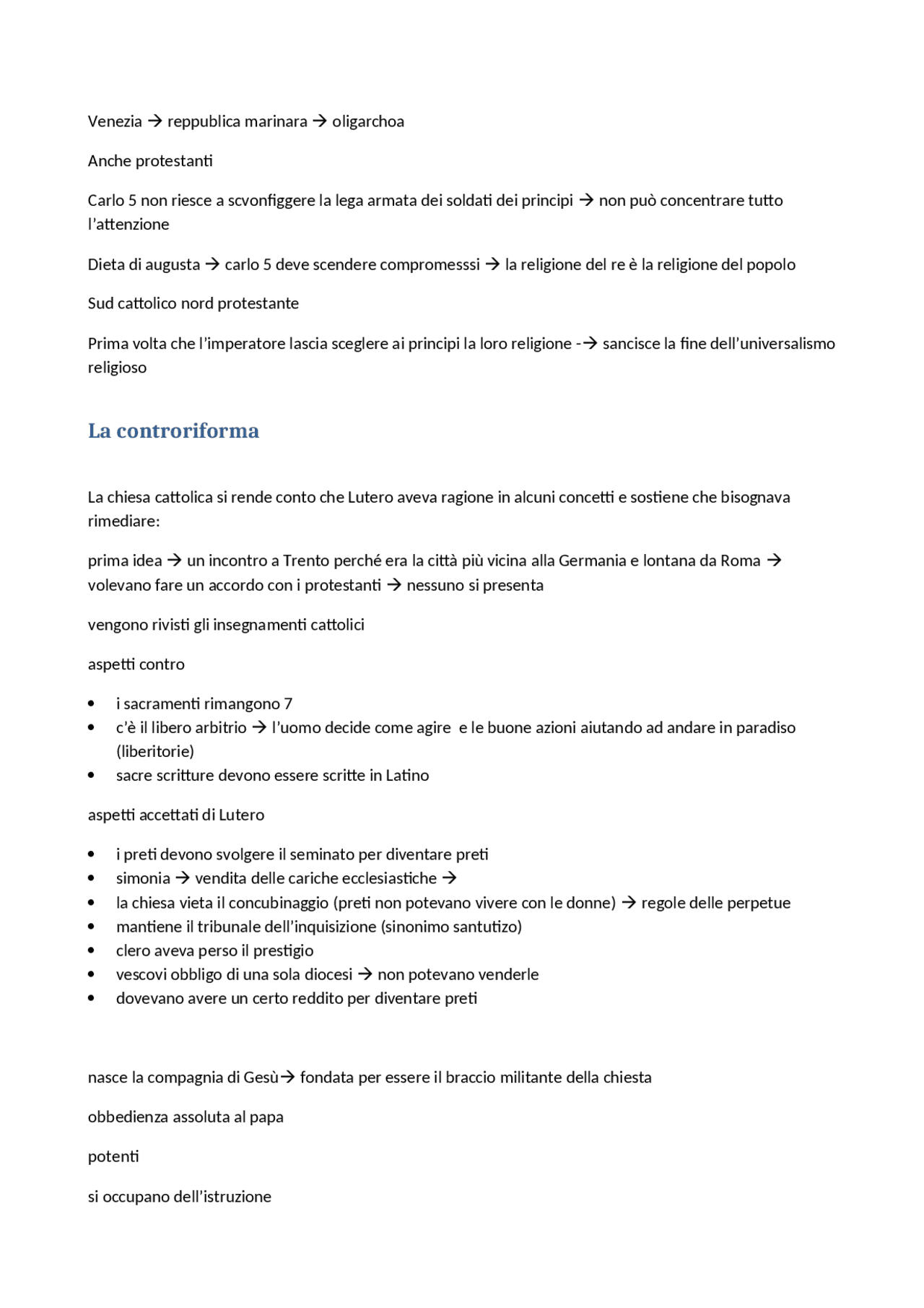 La Controriforma Religiosa Docsity