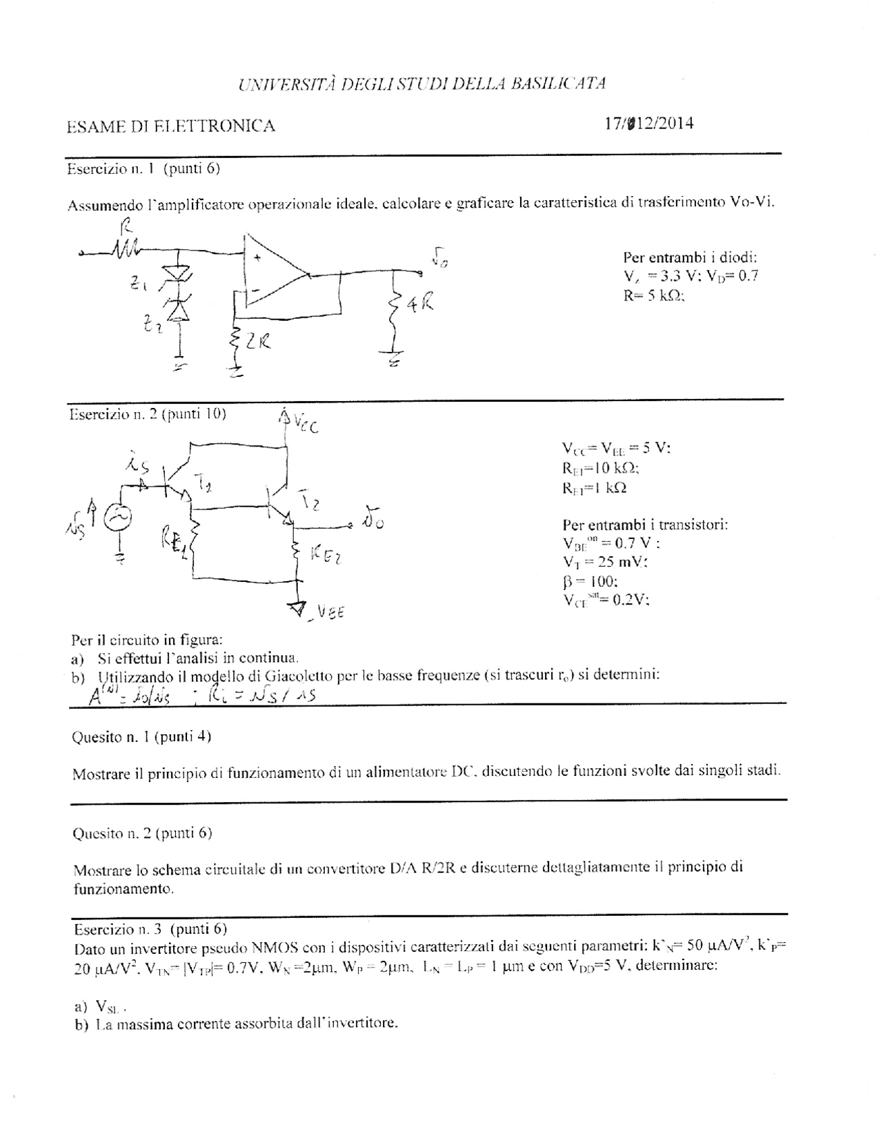 Tracce esame elettronica - Docsity