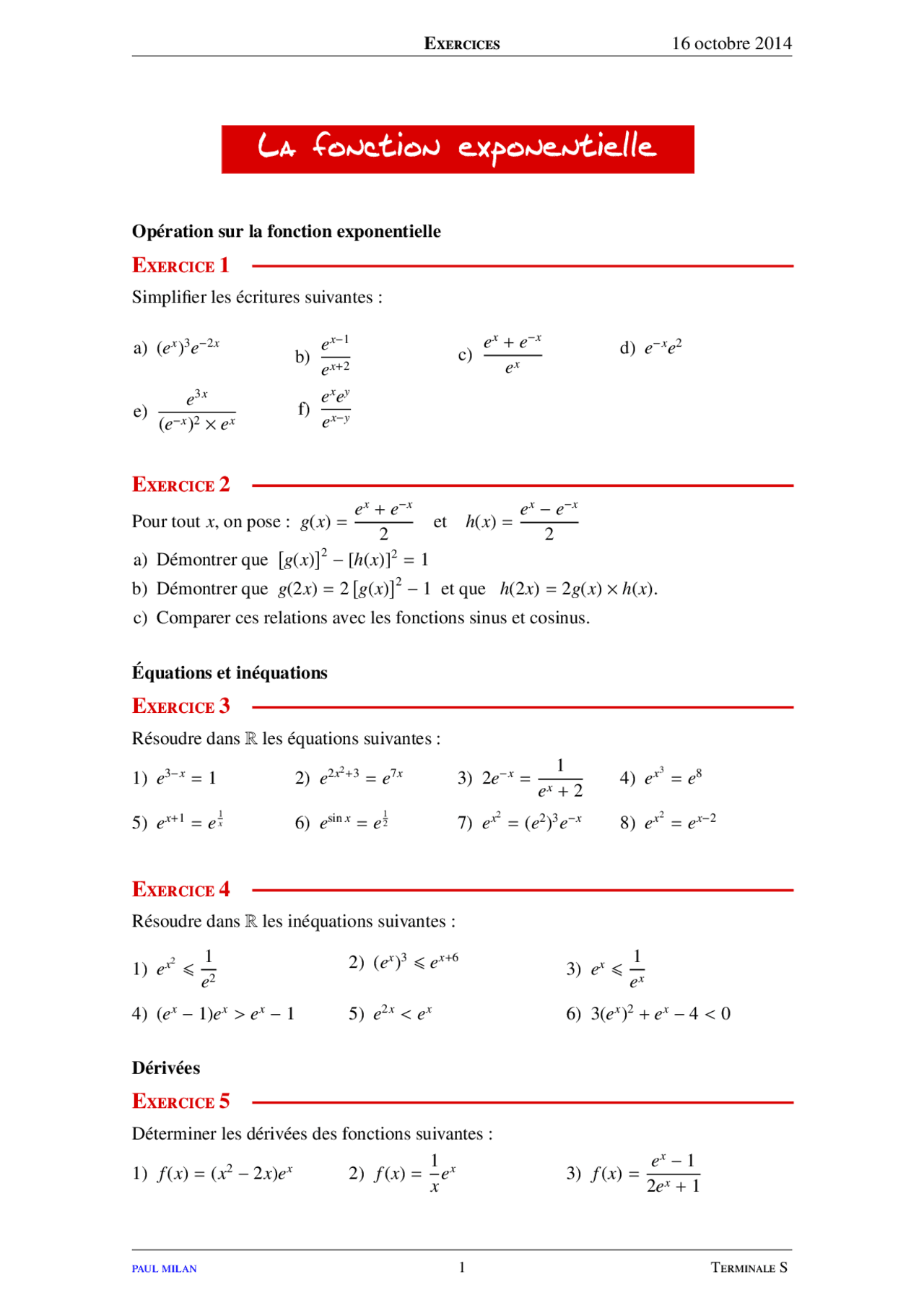 Fonction Exponentielle Docsity