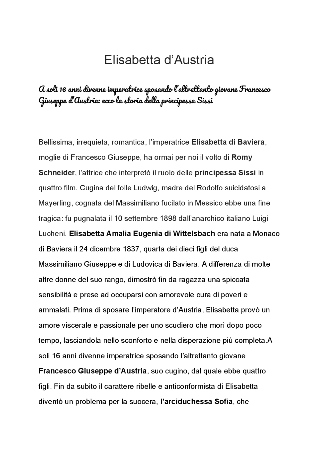 Elisabetta Daustria Docsity
