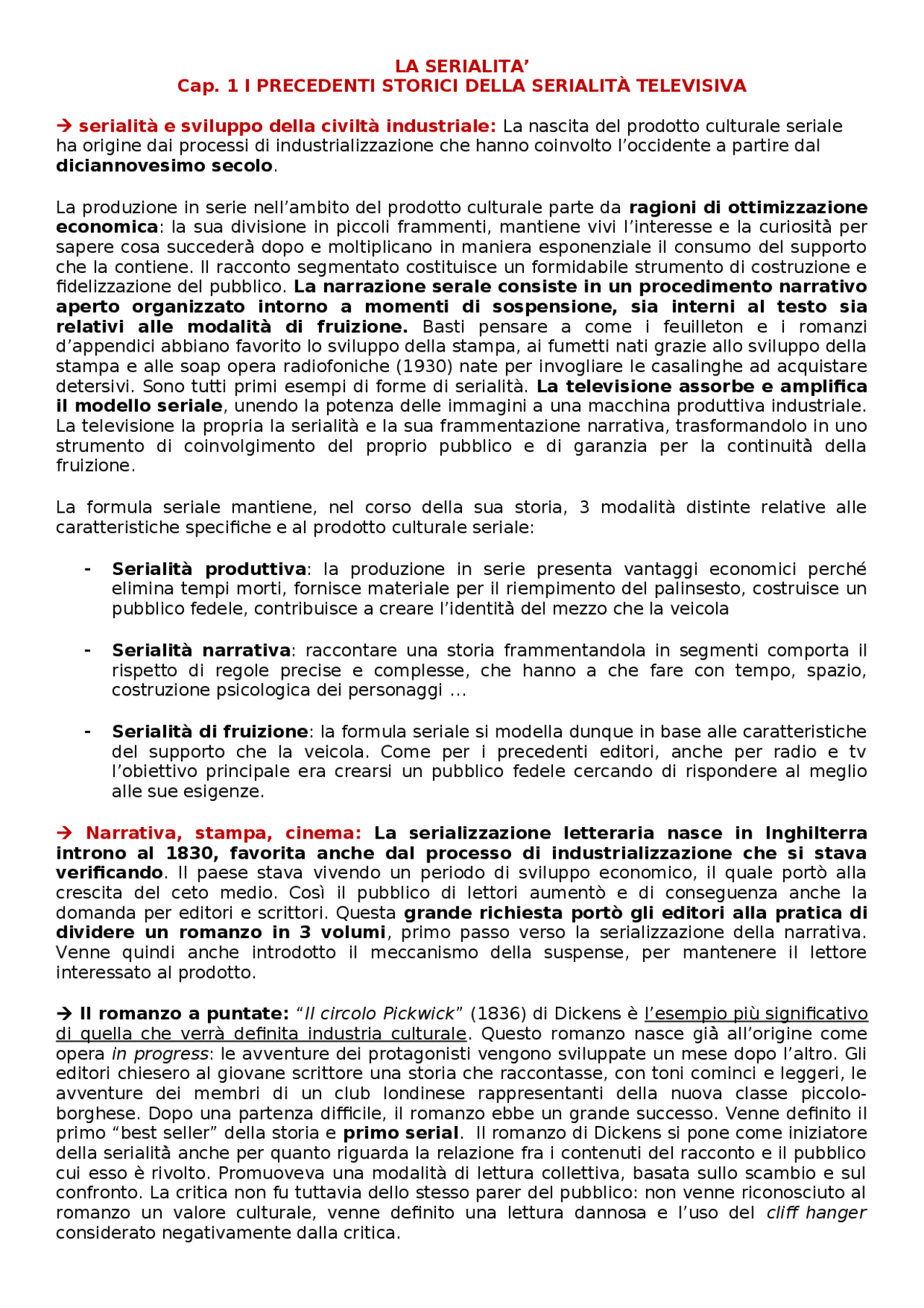 La Lunga Serialità Televisiva Docsity