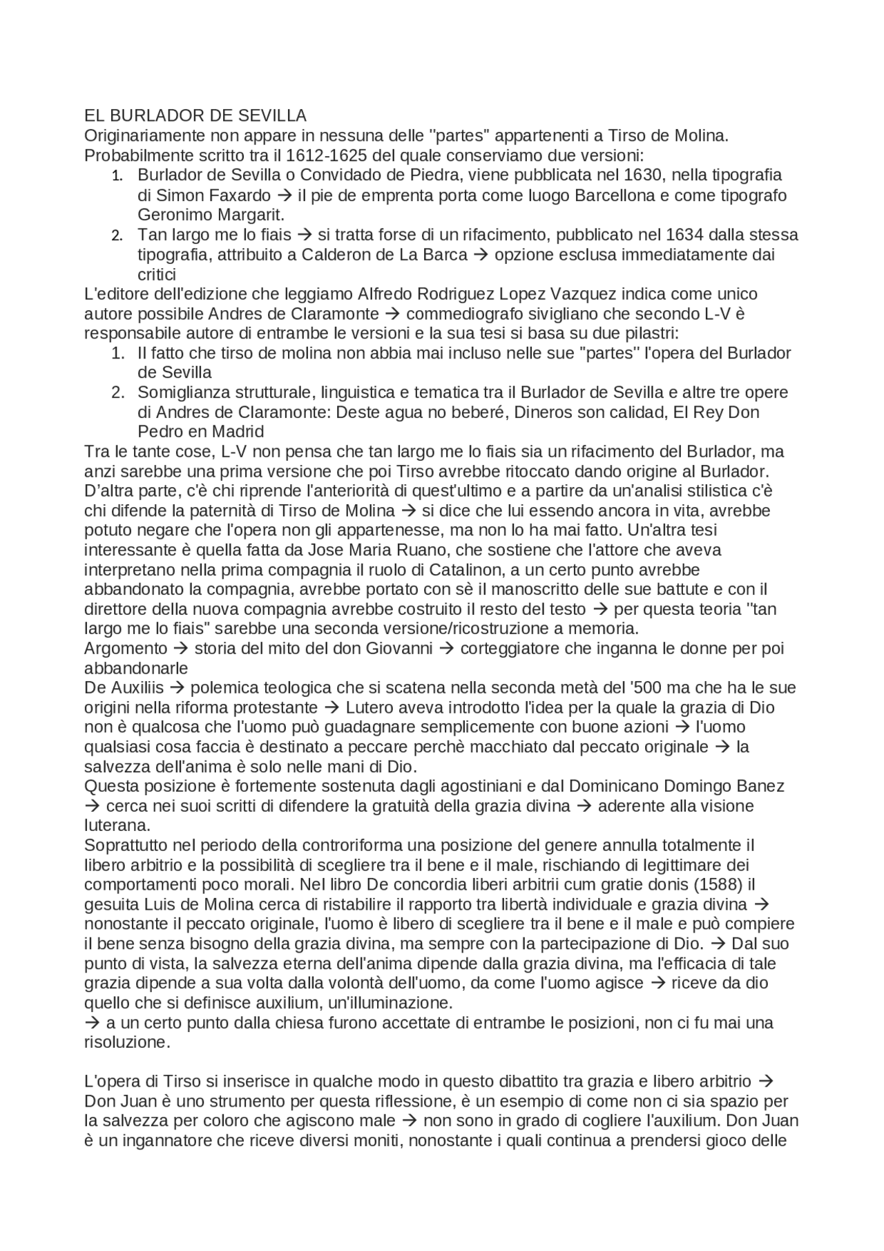 El burlador de sevilla - Docsity