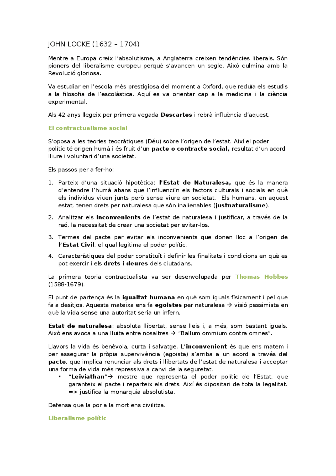 Resum John Locke En Català Docsity