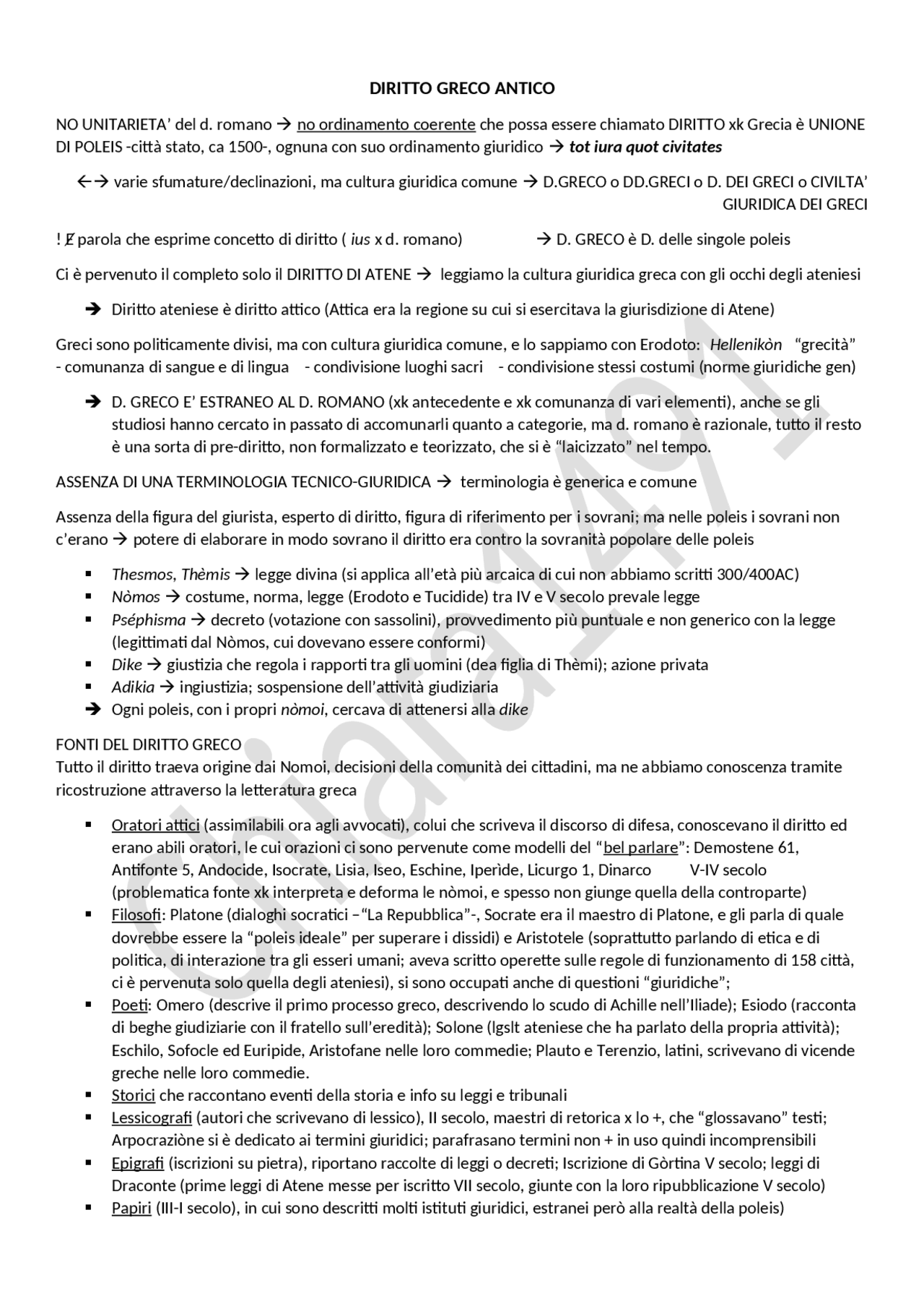 Appunti Diritto Greco Antico Docsity