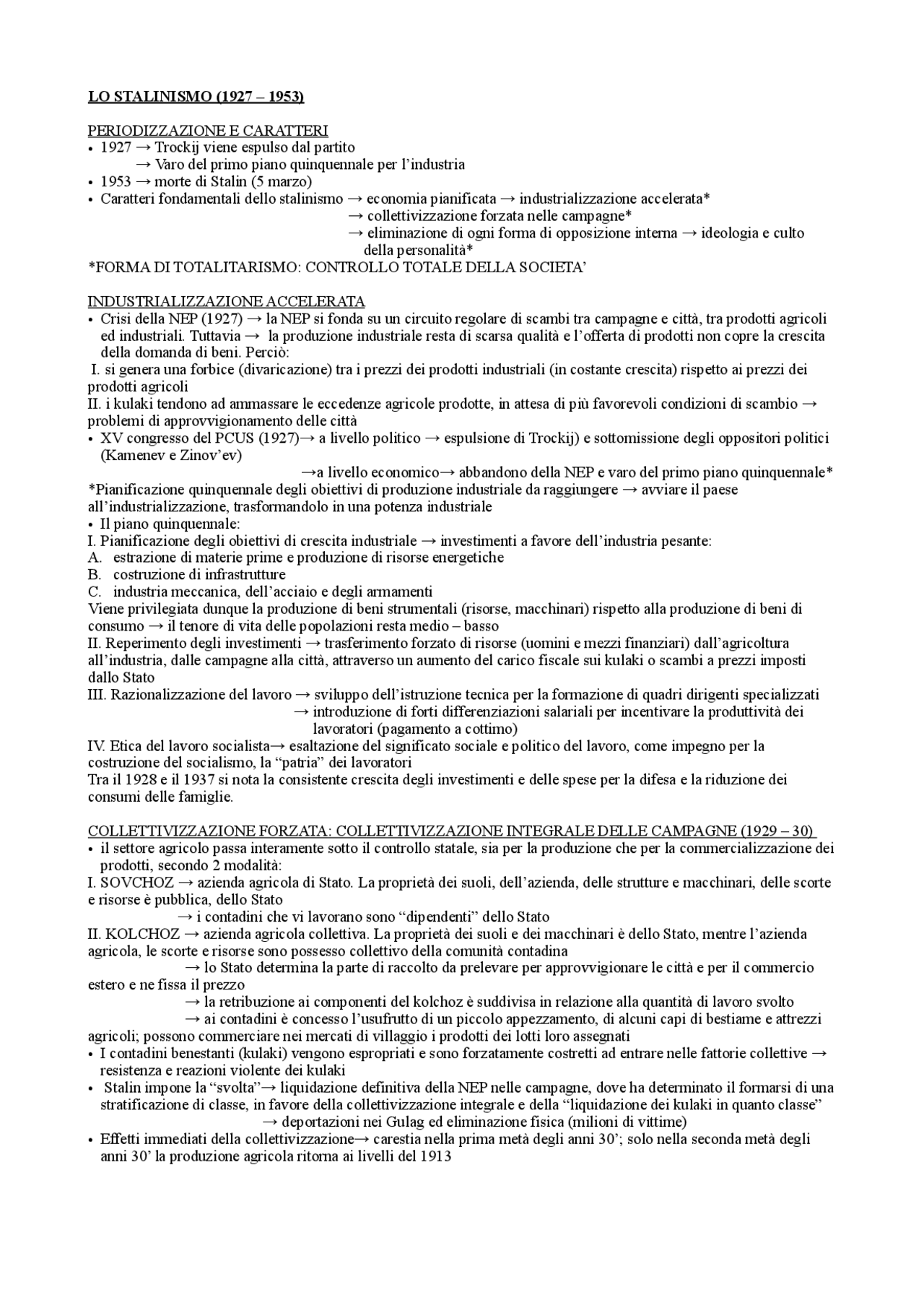 Appunti Sullo Stalinismo Docsity