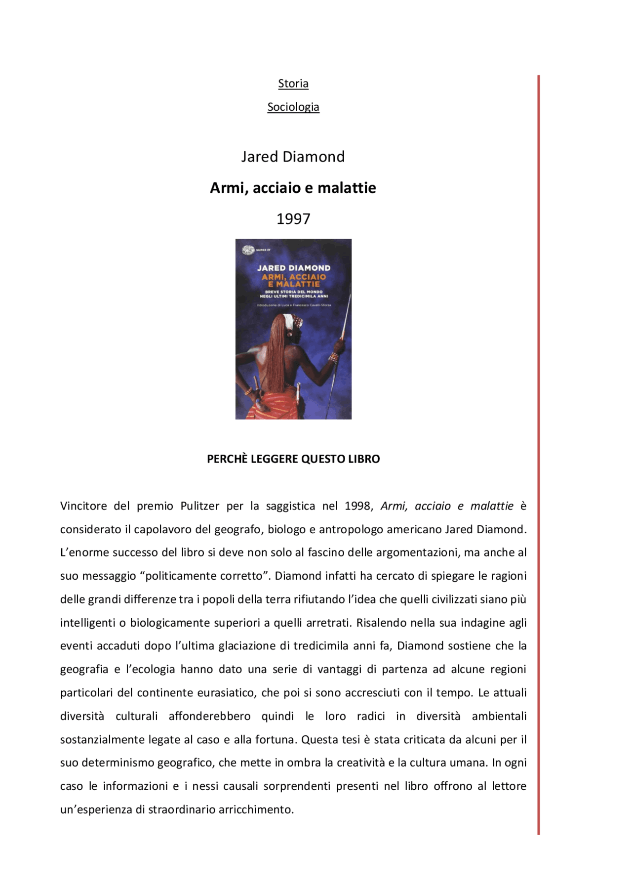 Riassunto Armi Acciaio Malattie Docsity