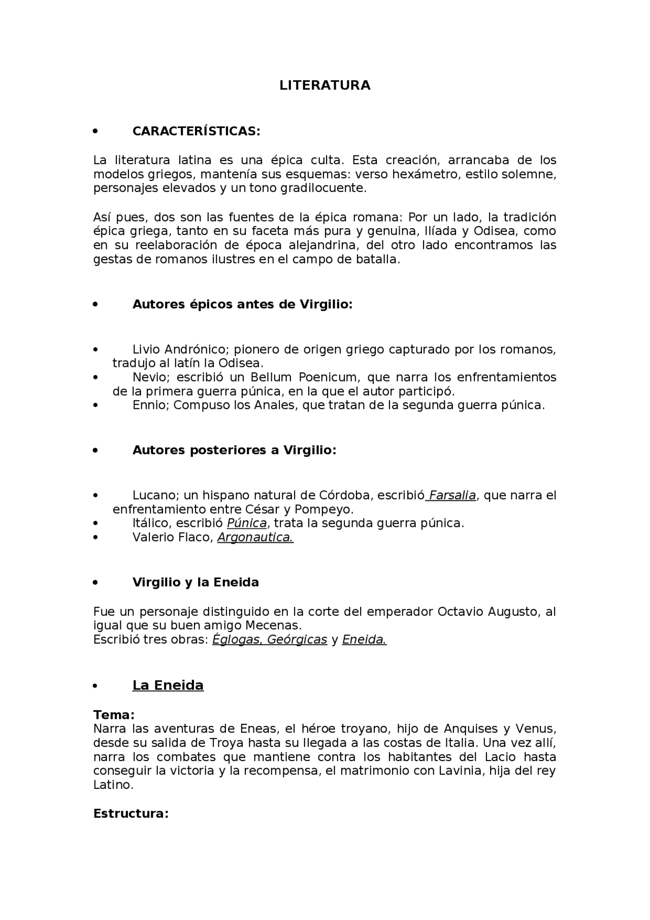 Apuntes De Literatura Latín Docsity