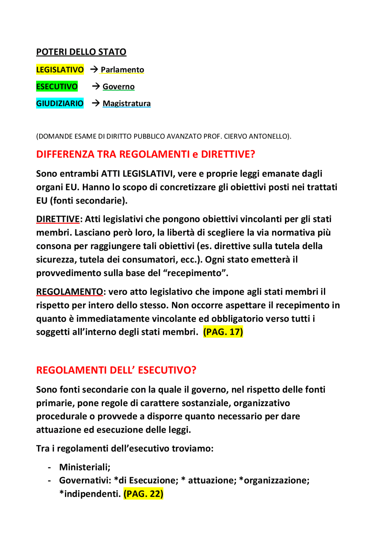 Domande Esame Diritto Pubblico Avanzato Docsity